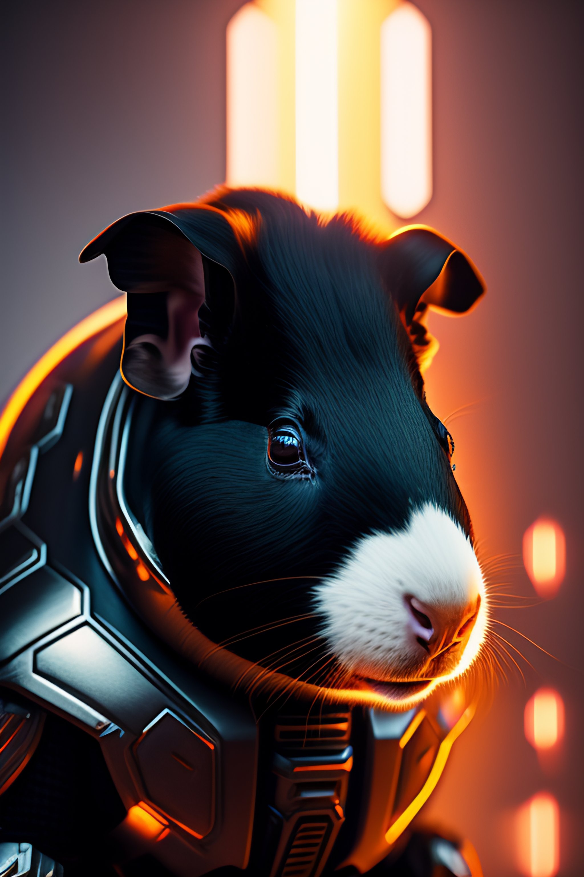 Lexica - A black white guinea pig as the doomslayer, realistic scifi ...