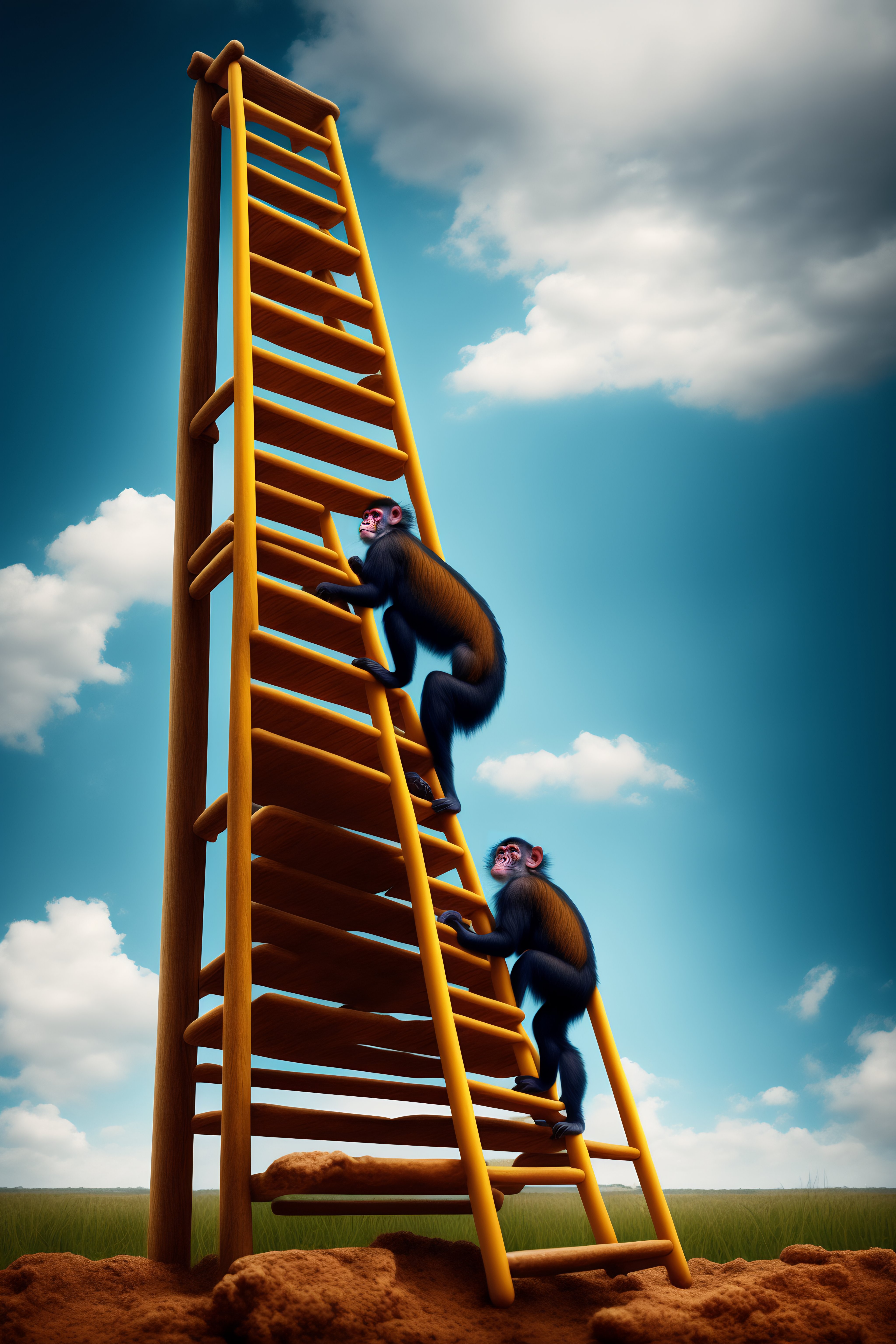 Lexica - 5 monkeys and bananas on the top of the ladder