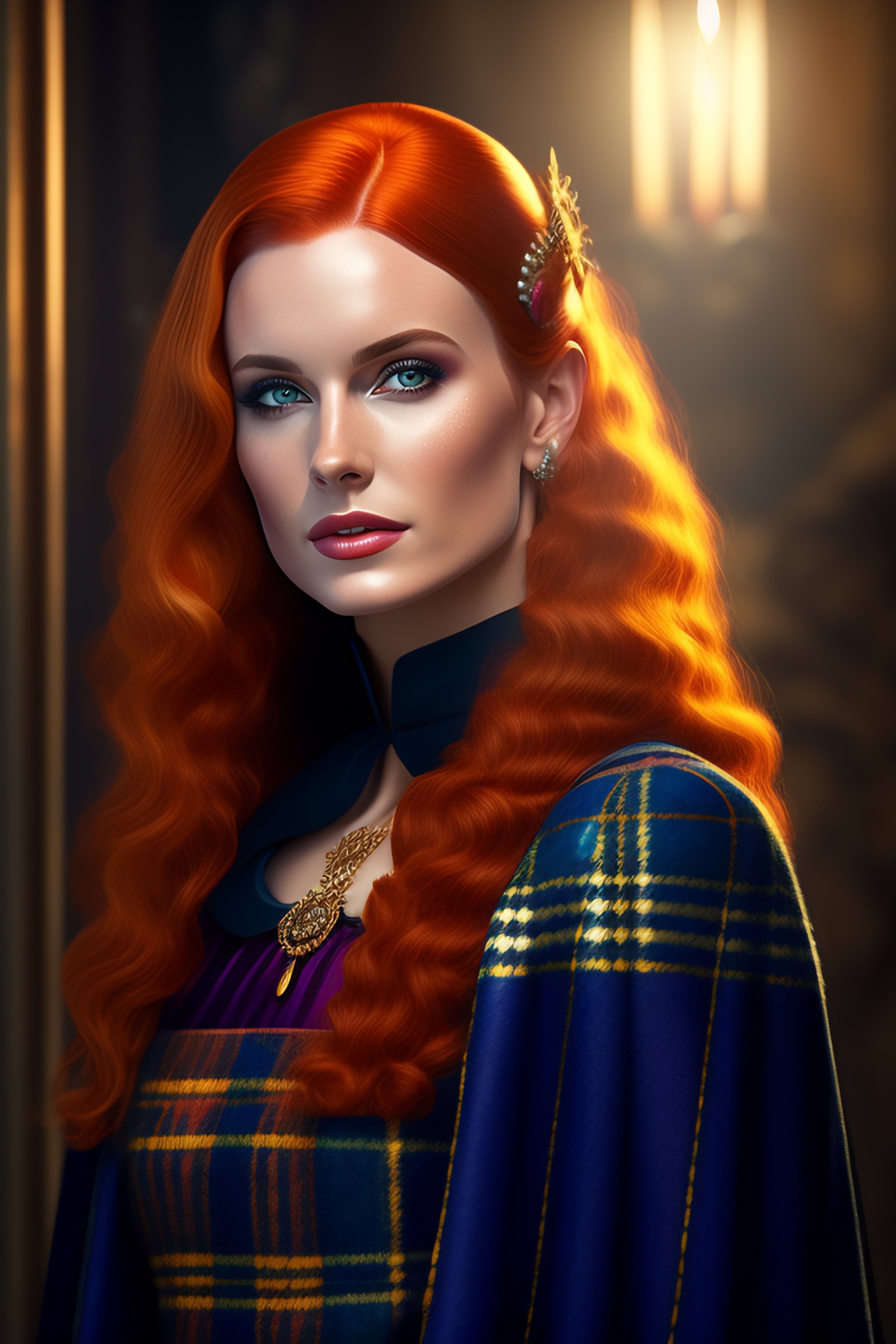 Lexica - Scottish princess in tartan, HD, 8k, gothic, glow, bright ...