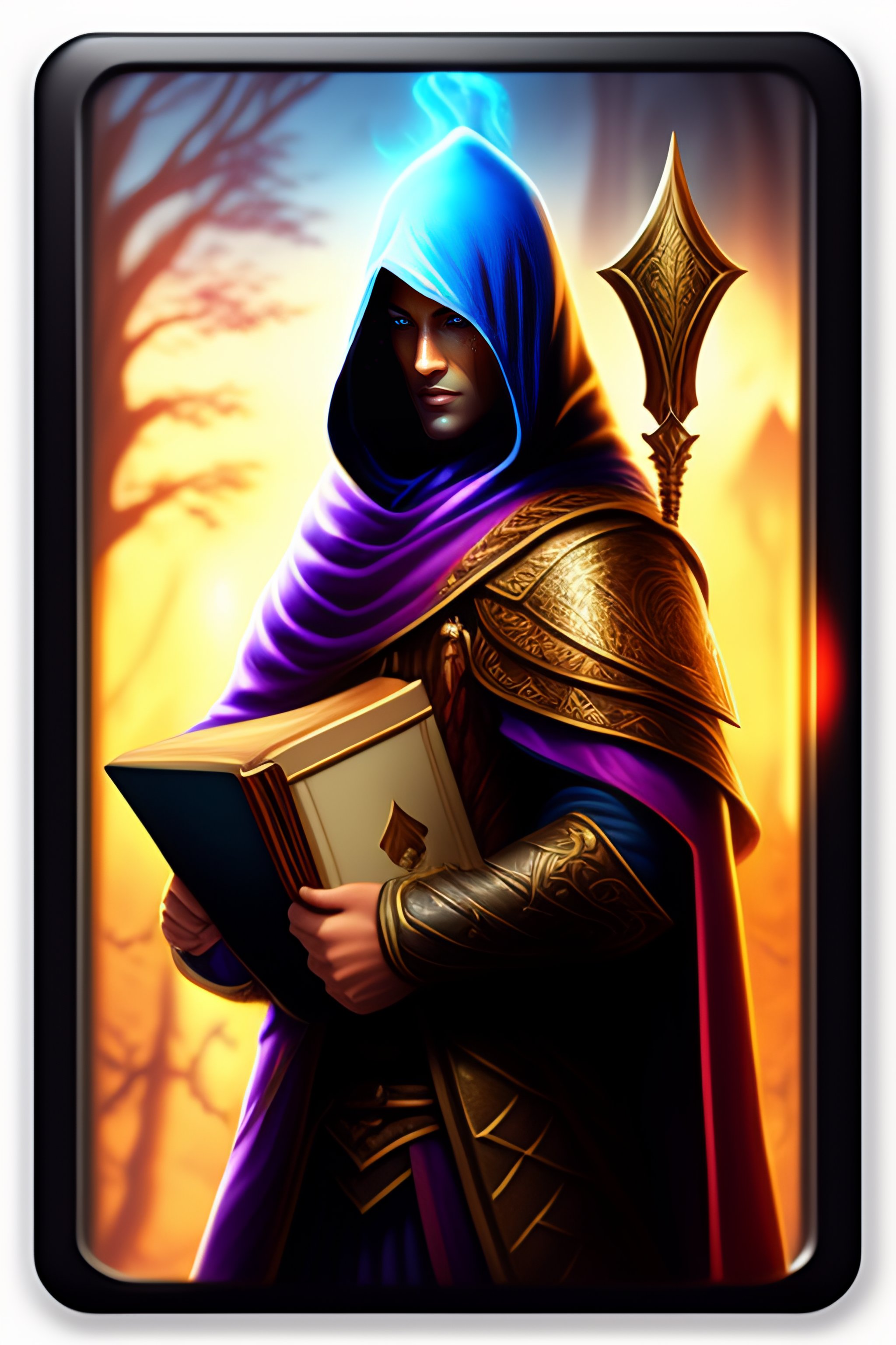Lexica - Game icon of battle old assassin mage holding magic book with ...