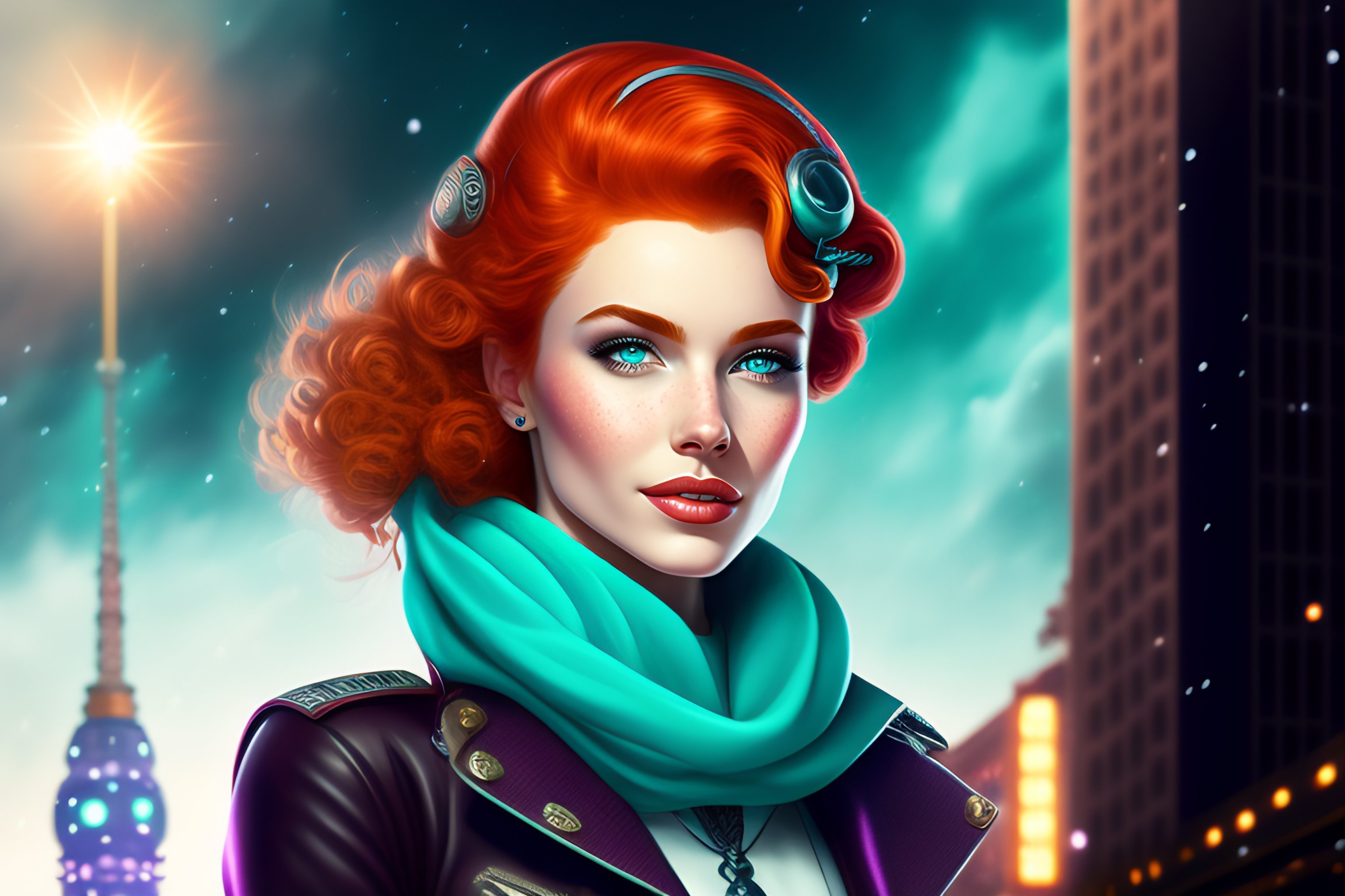 Lexica - Сute punk rock girl, 30s style, uniform of space forces ...