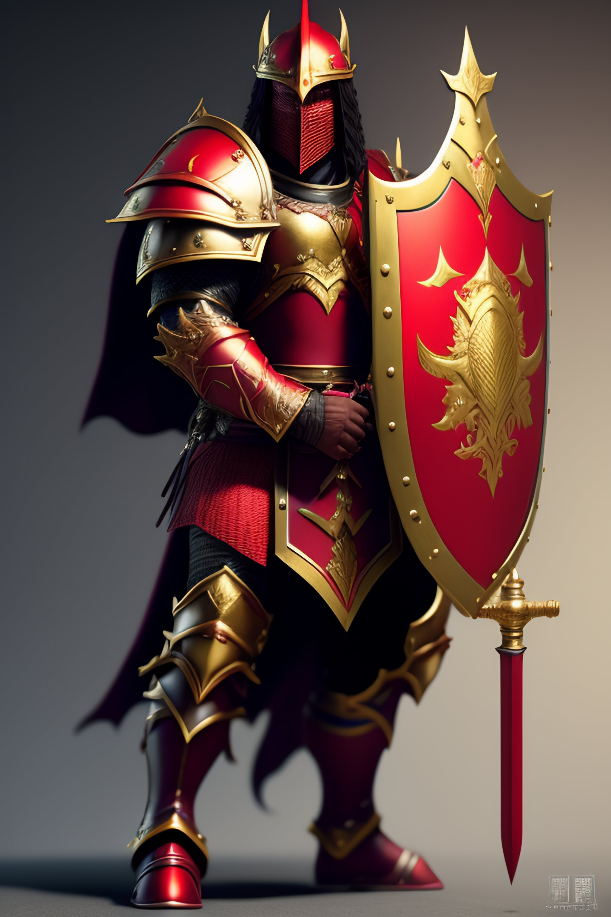 Lexica - Red Dragonborn paladin wearing a golden full plate mail and a ...