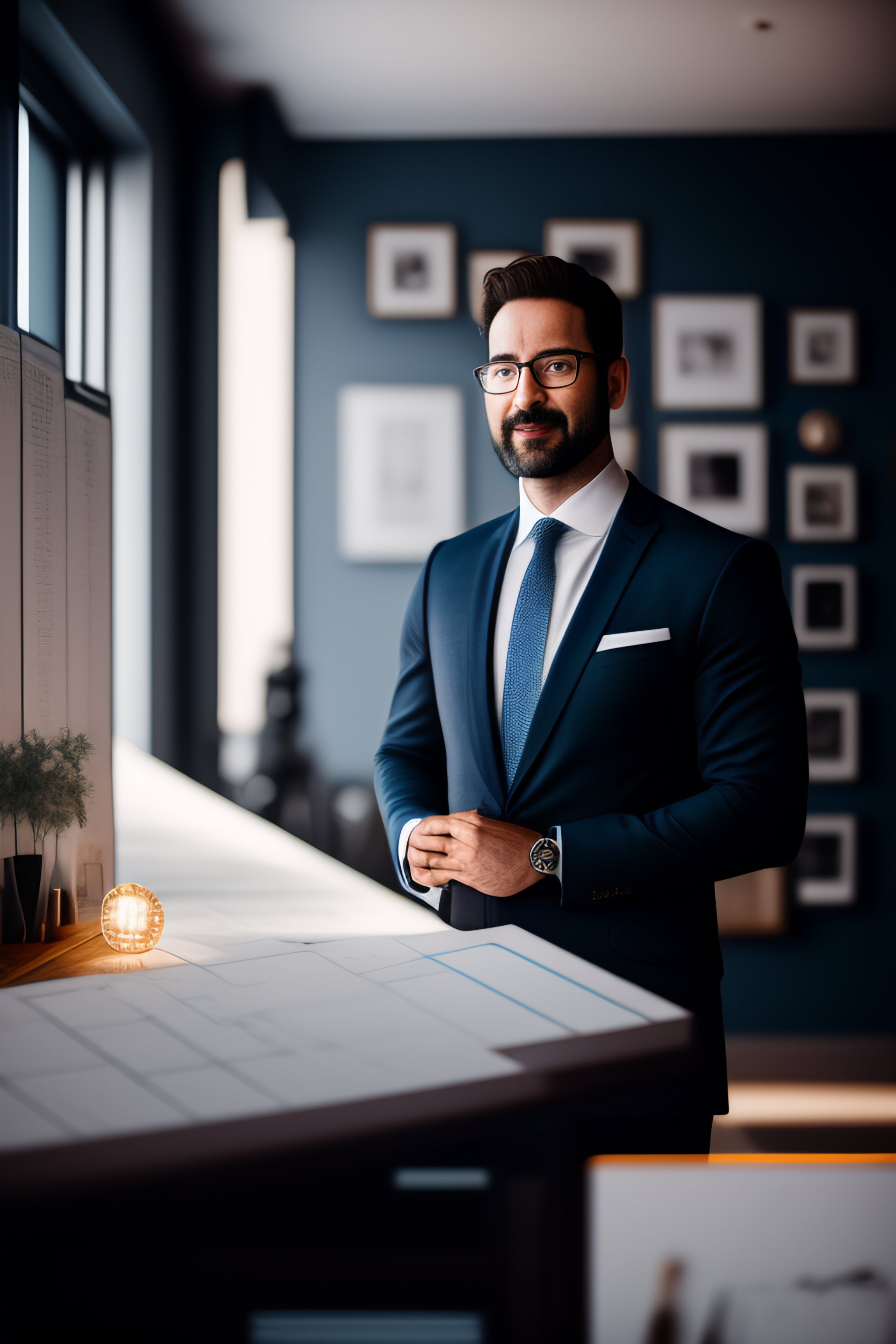 Lexica - Portrait of an architect in a fancy studio.