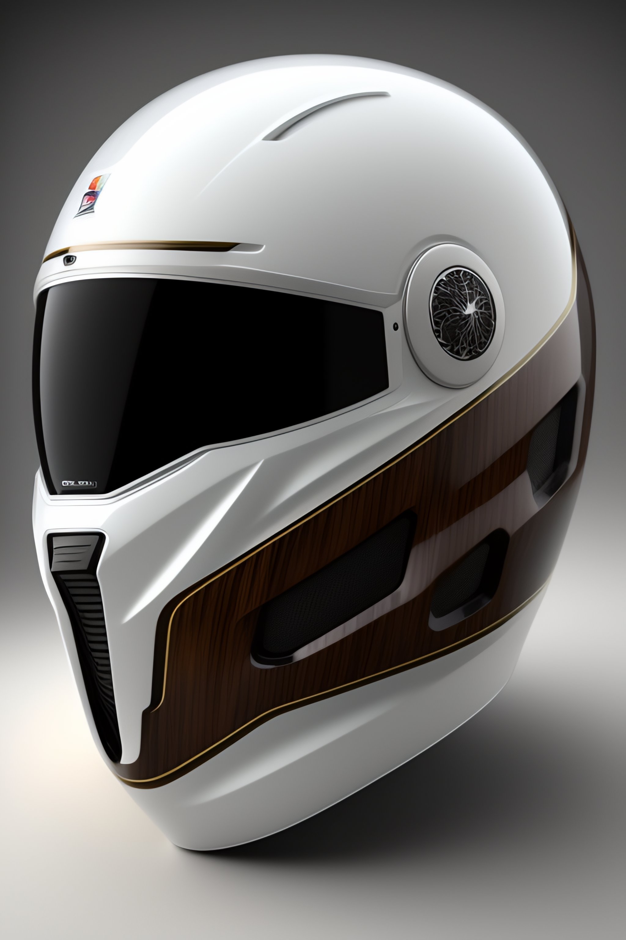 Lexica - Pearl white , motorebike helmet, roots, wooden parts ...