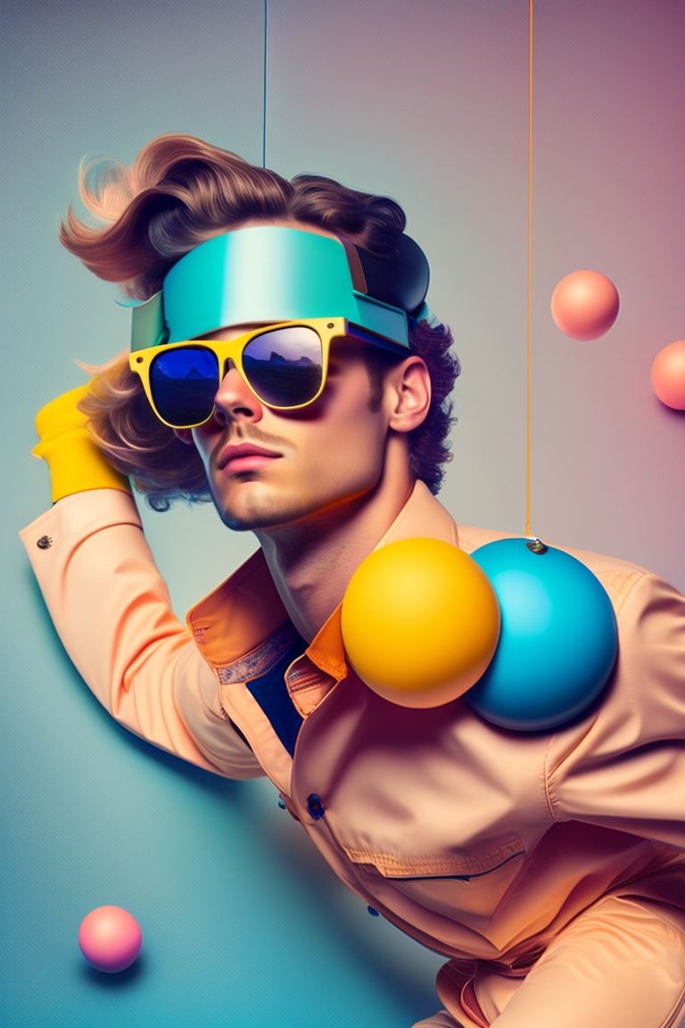 Lexica - Vintage 90s style, Bored musician with sunglasses floating on ...