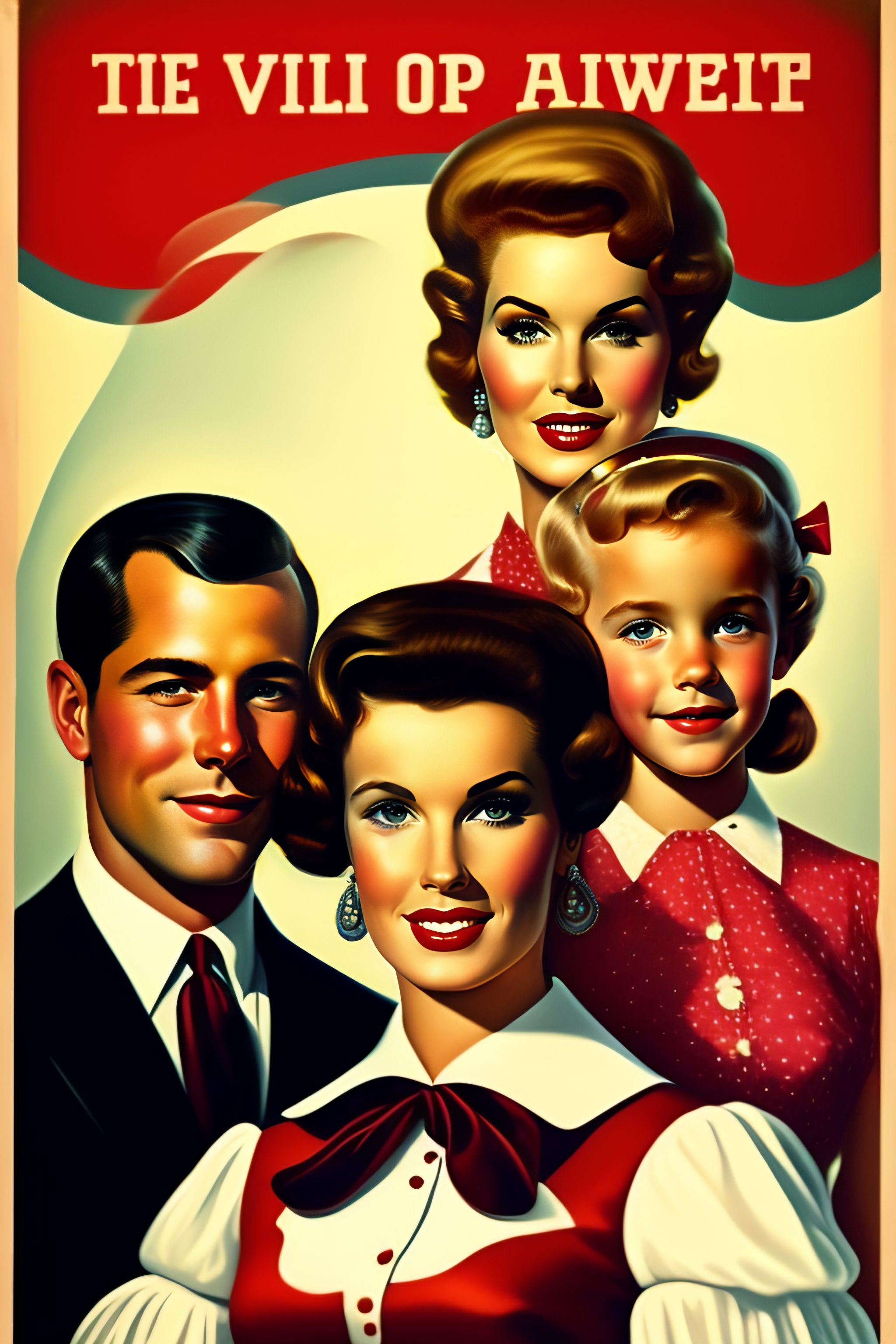 Lexica - Portrait pin up advertisement of a traditional American family ...