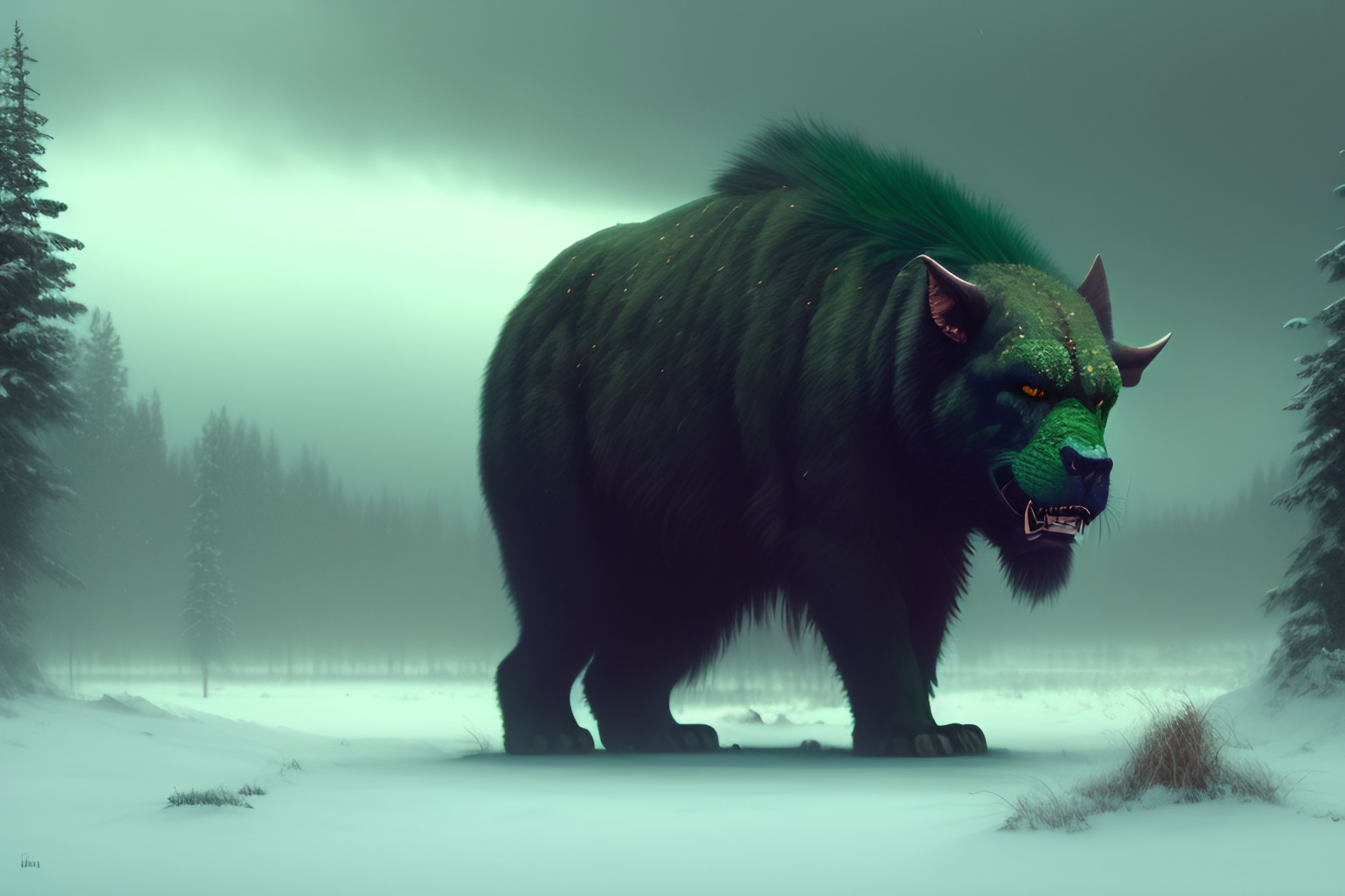 Lexica - A portrait of an exhausted bipedal green monster, dark fantasy ...