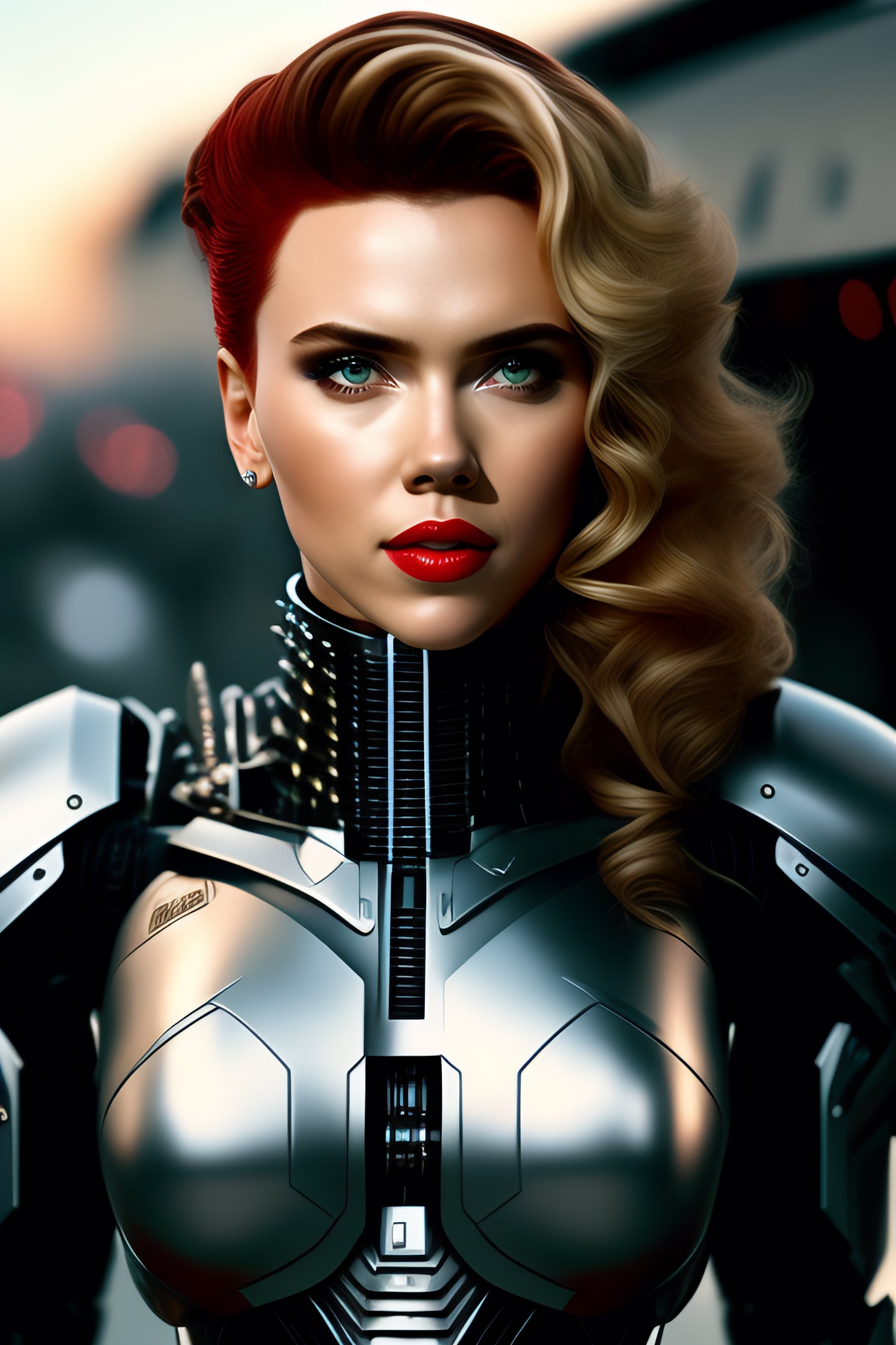 Lexica - Scarlett johansson face full covered robot skeleton body ...