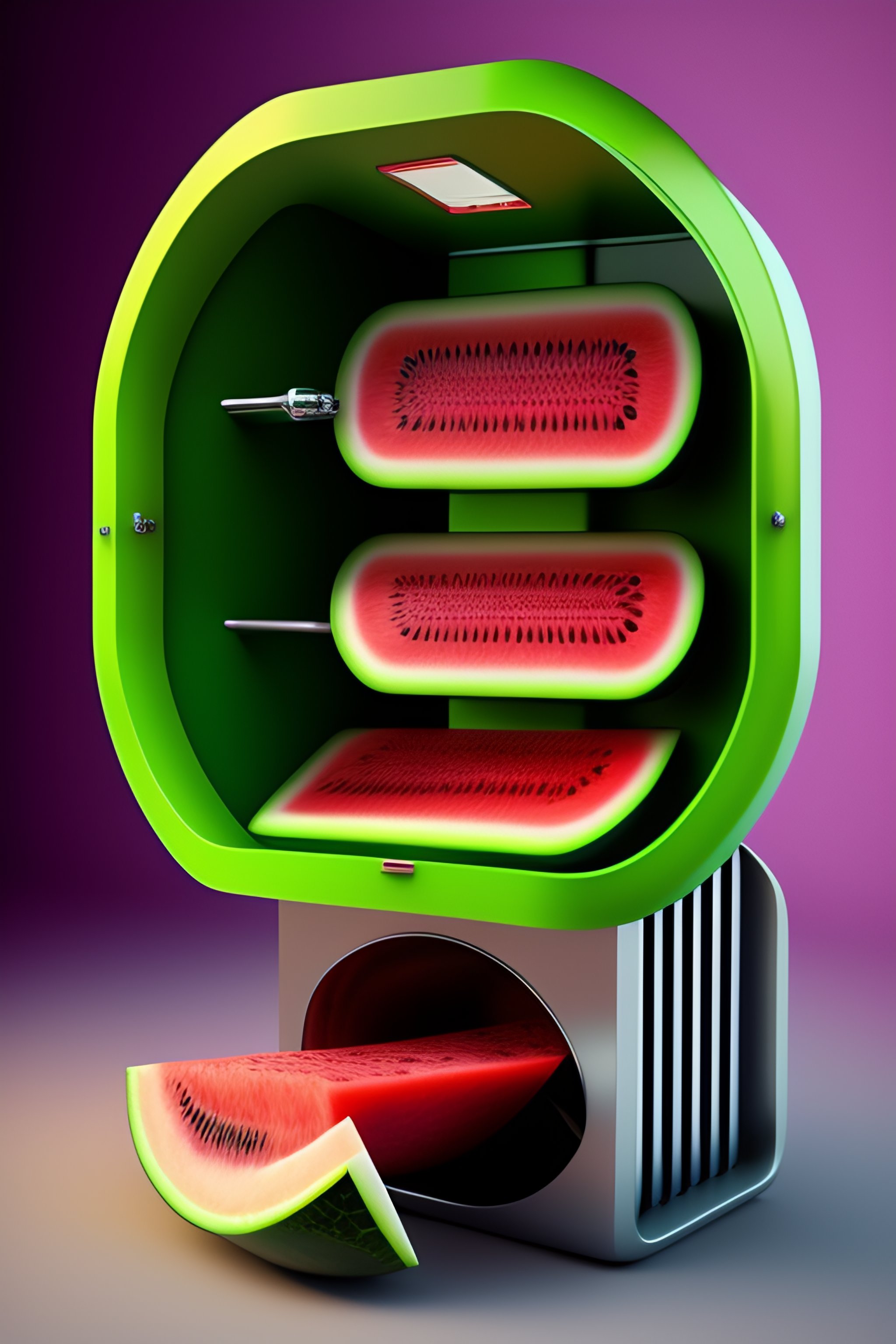 Lexica - Futuristic machine that eats watermelons