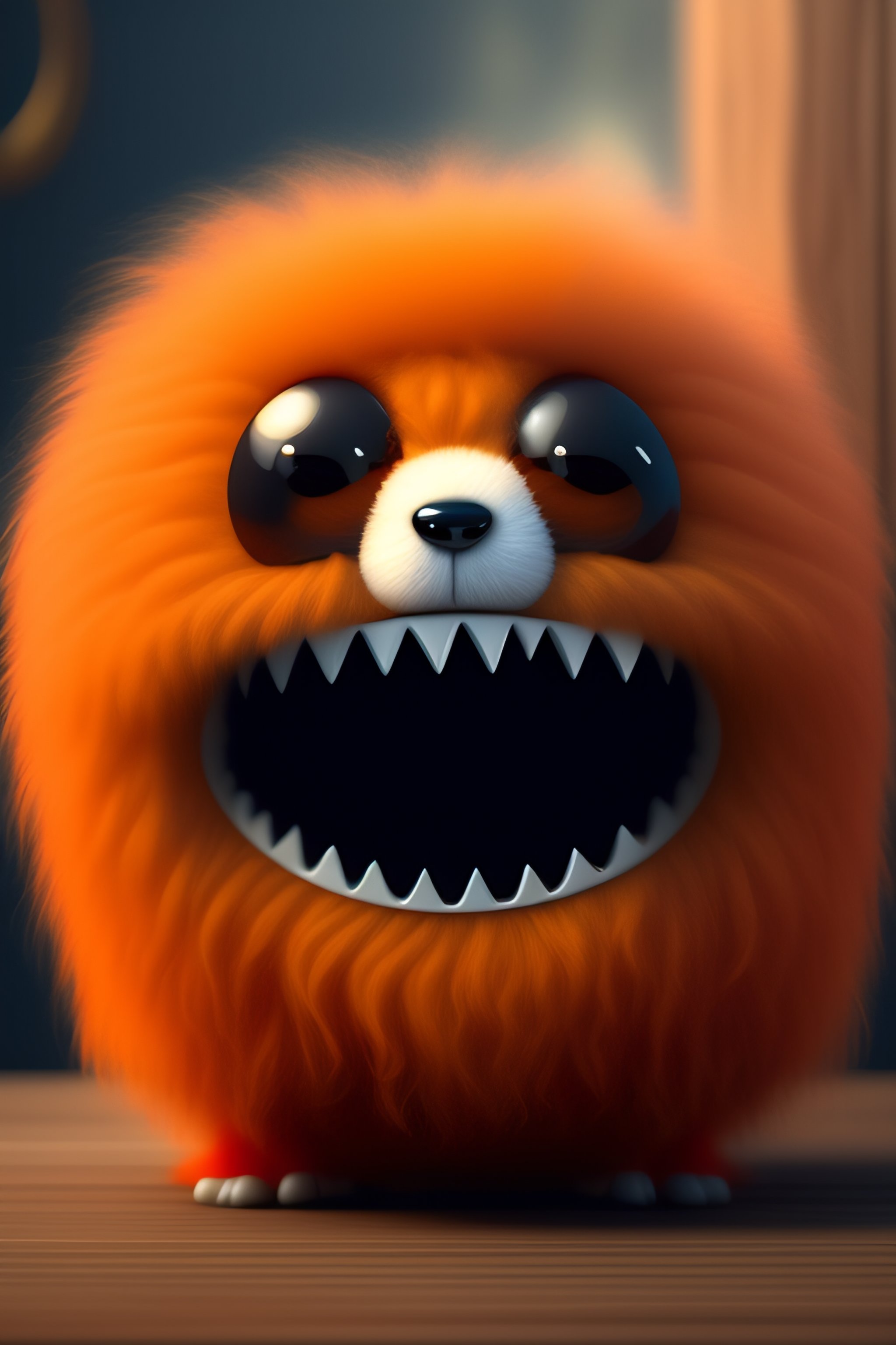 Lexica - Cute fluffy monster with big eyes and sharp teeth