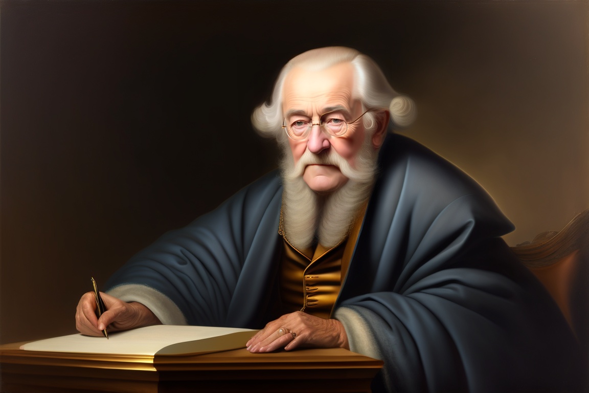 Lexica - A wise elderly philosopher, depicted against a plain black ...