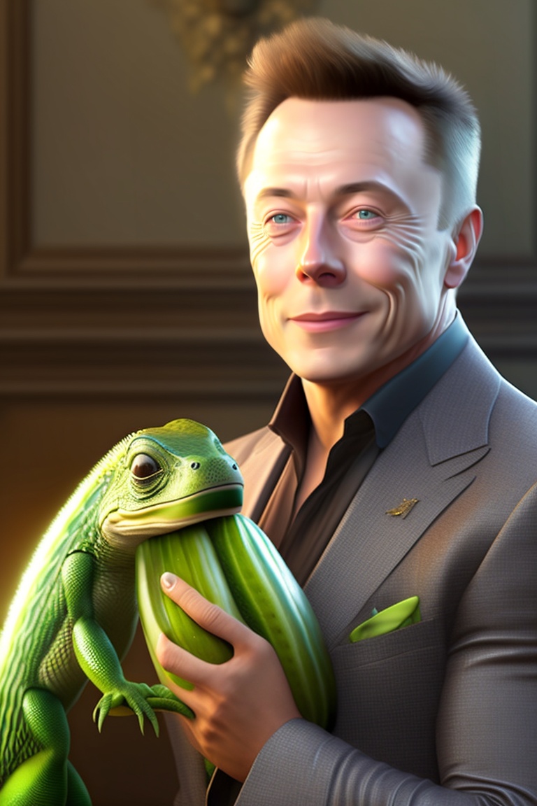 Lexica - Elon Musk holds a cucumber and fighting Joe Baiden, who is ...