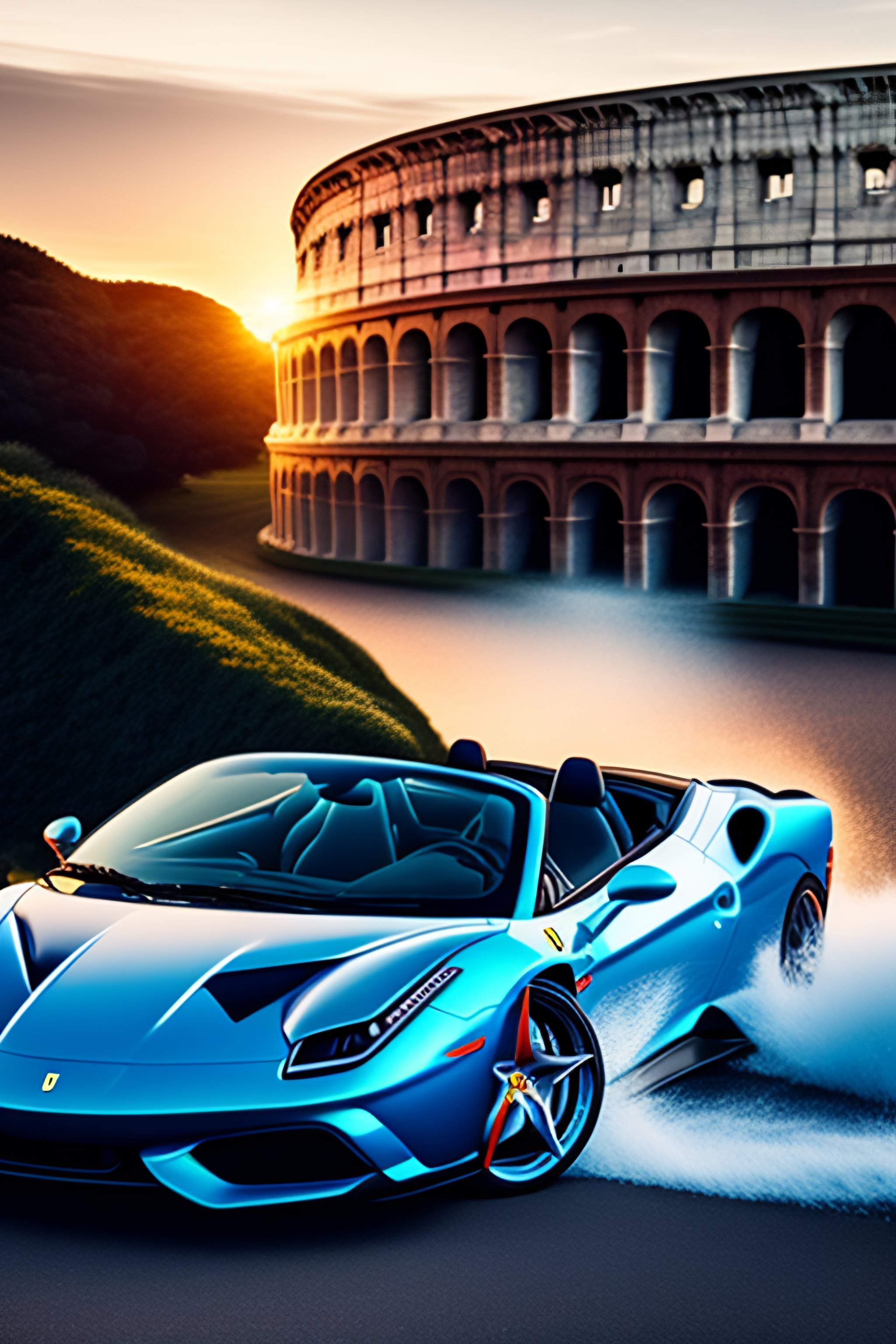 Lexica - Gorgeous, blonde, woman, blue ferrari, cabrio, driving, sea ...