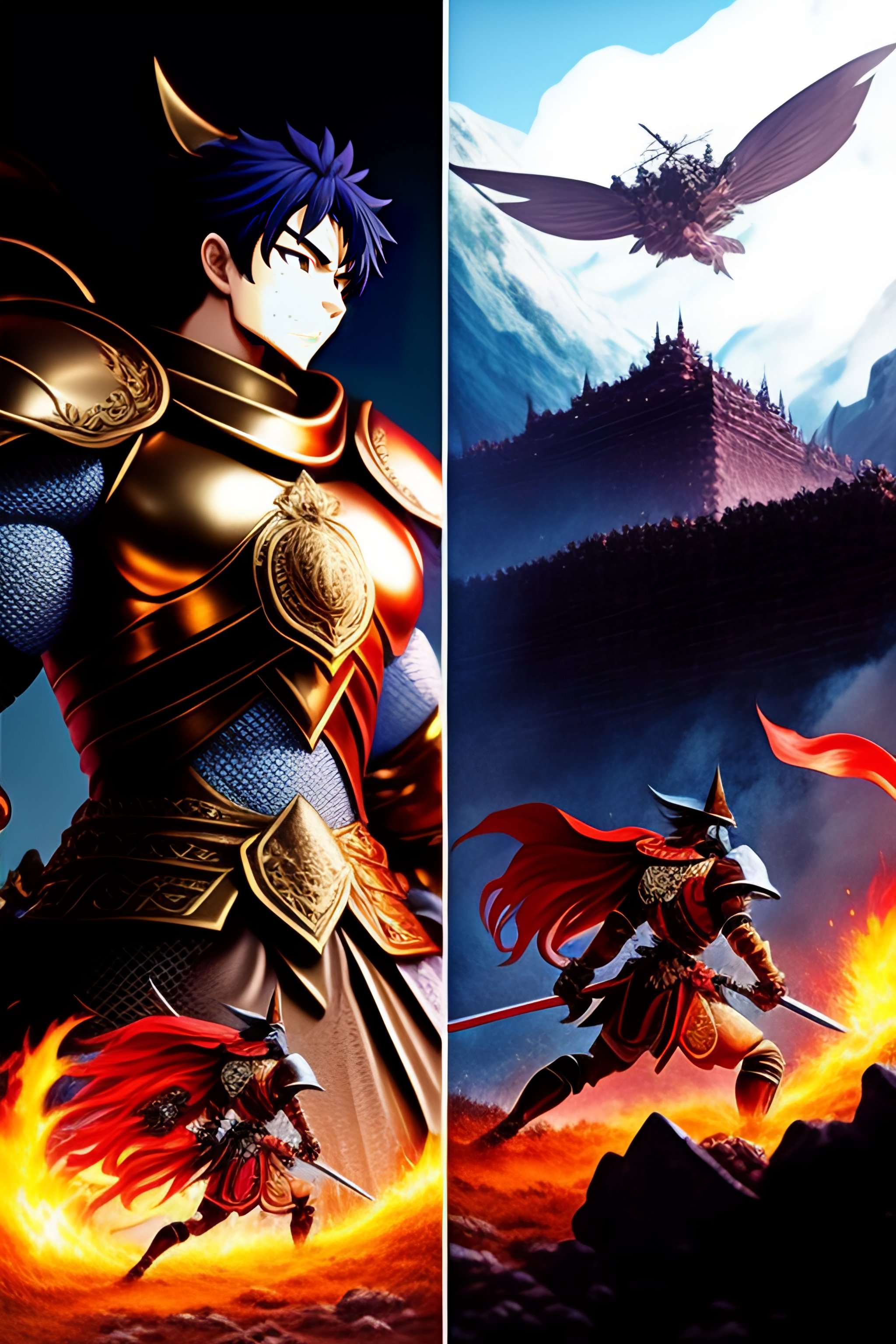 Lexica - Epic battle manga style. A sprawling battlefield with armies ...