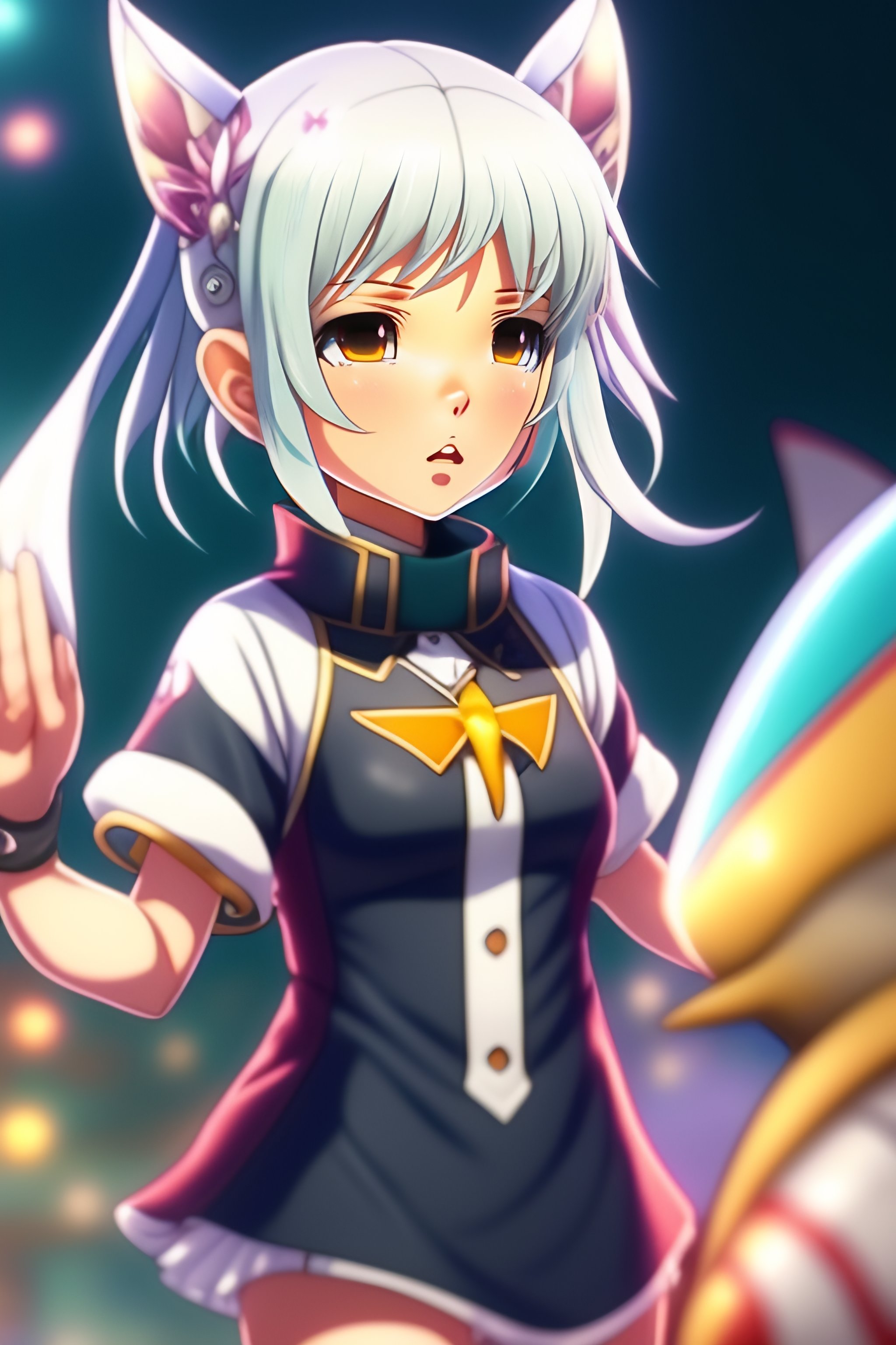 Lexica - A girl, anya anime style, with white hair, wearing a shark ...