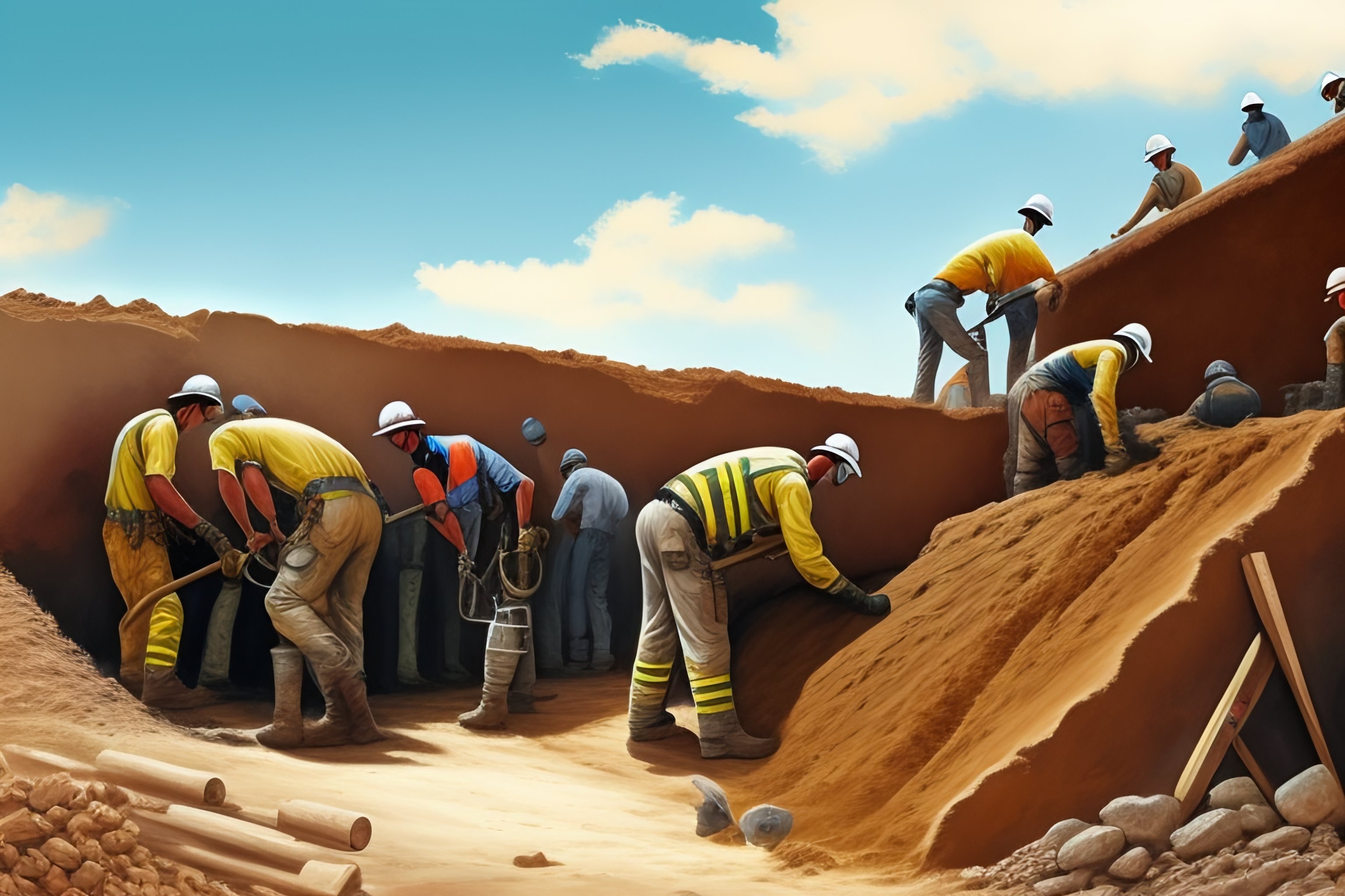 Lexica - A group of men working on an excavation for a reinforced ...