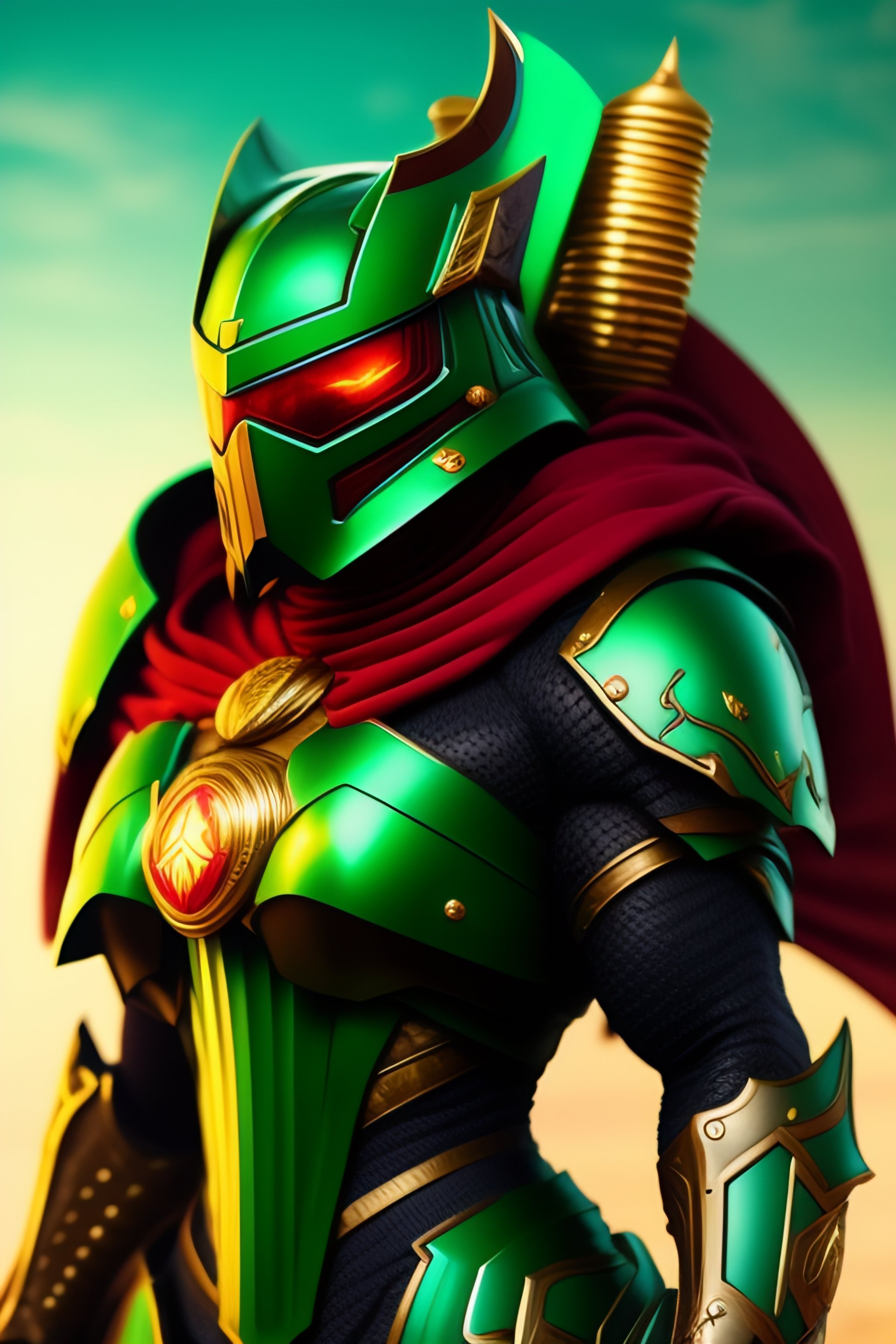 Lexica - A green turtle as the doomslayer,