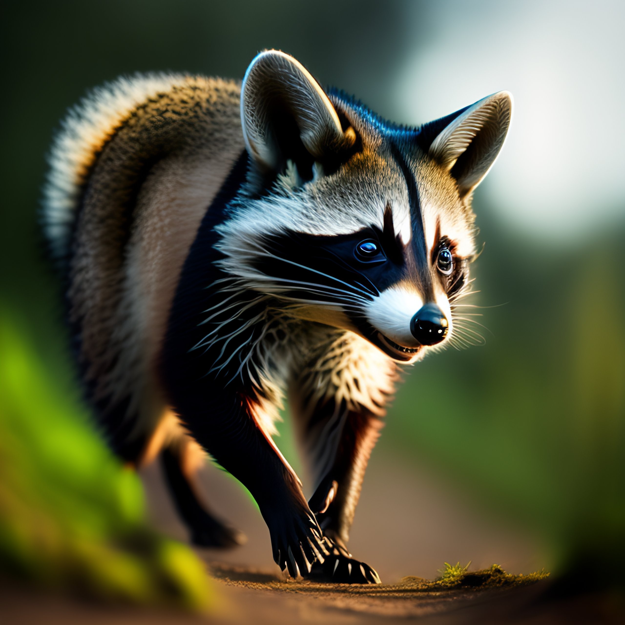 Lexica - Action shot of a racoon soldier