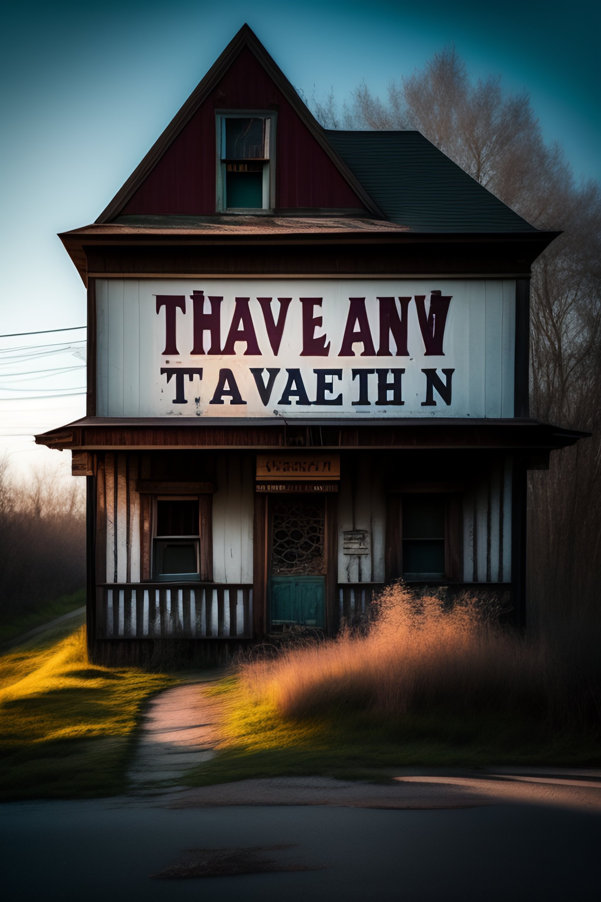 Lexica - A creepy, run-down building with a sign that reads "The ...