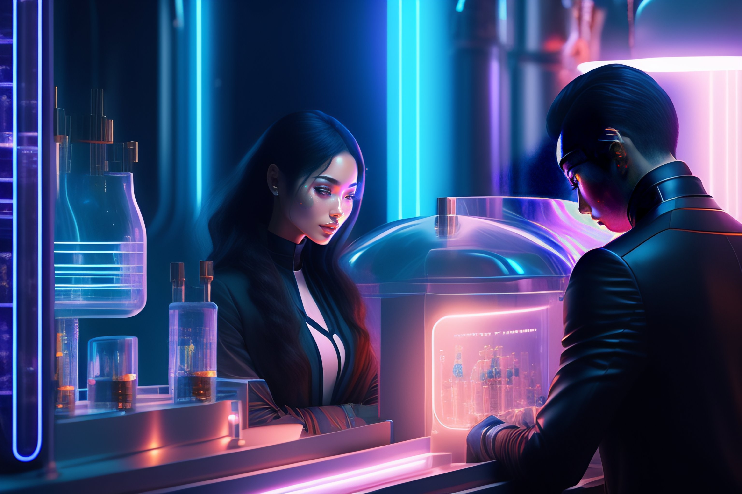 Lexica - Humans creating cyborgs in a sophisticated bio lab, specimens ...