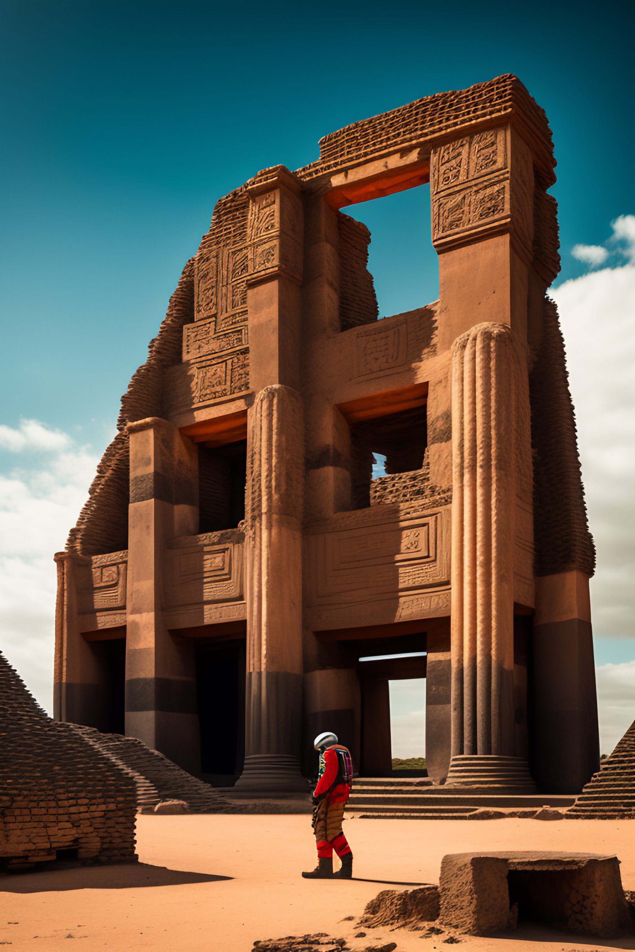 Lexica - A portrait of a astronaut in a ruined Aztec temple