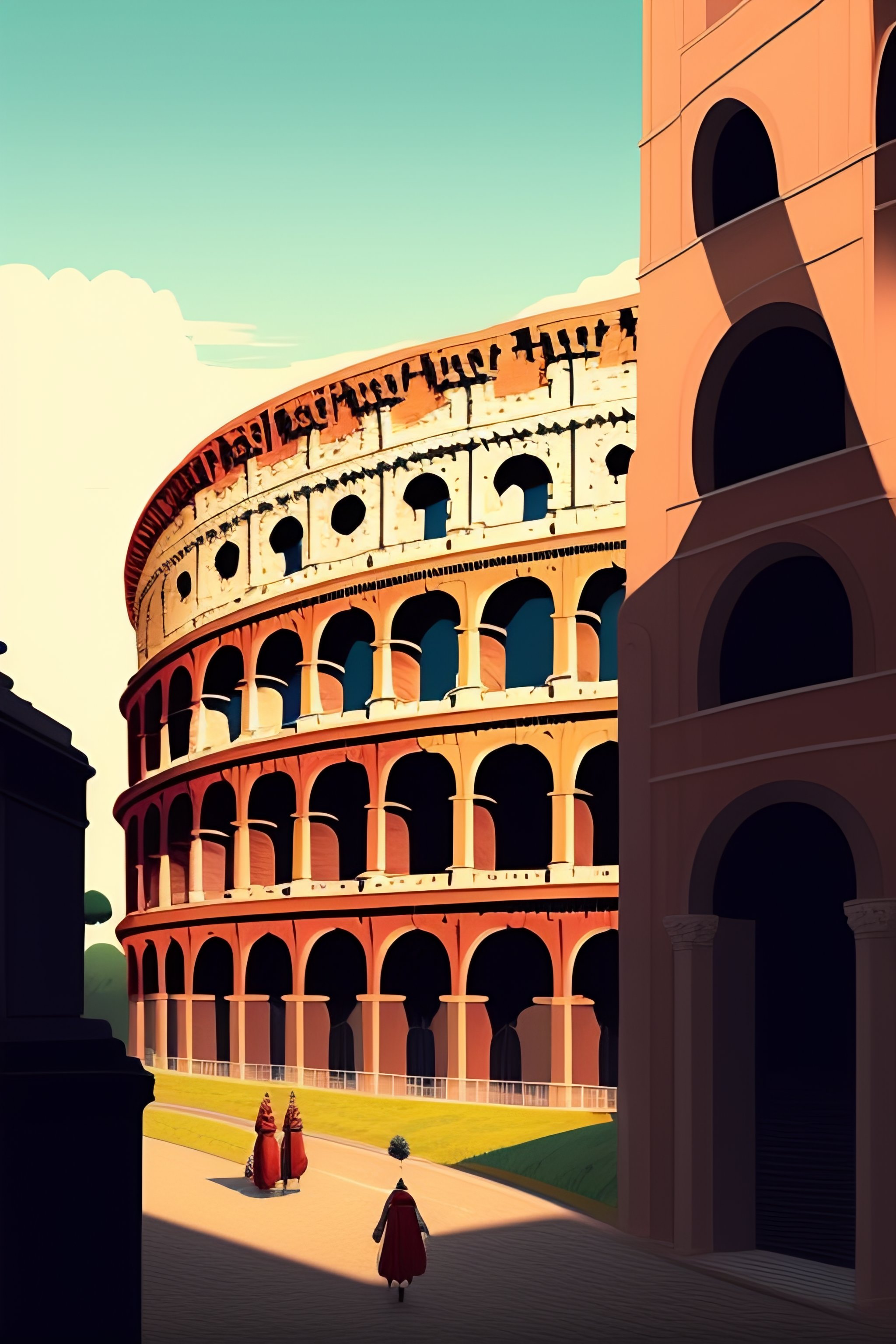 Lexica - Rome coliseum matte lo-fi illustration Miyazaki