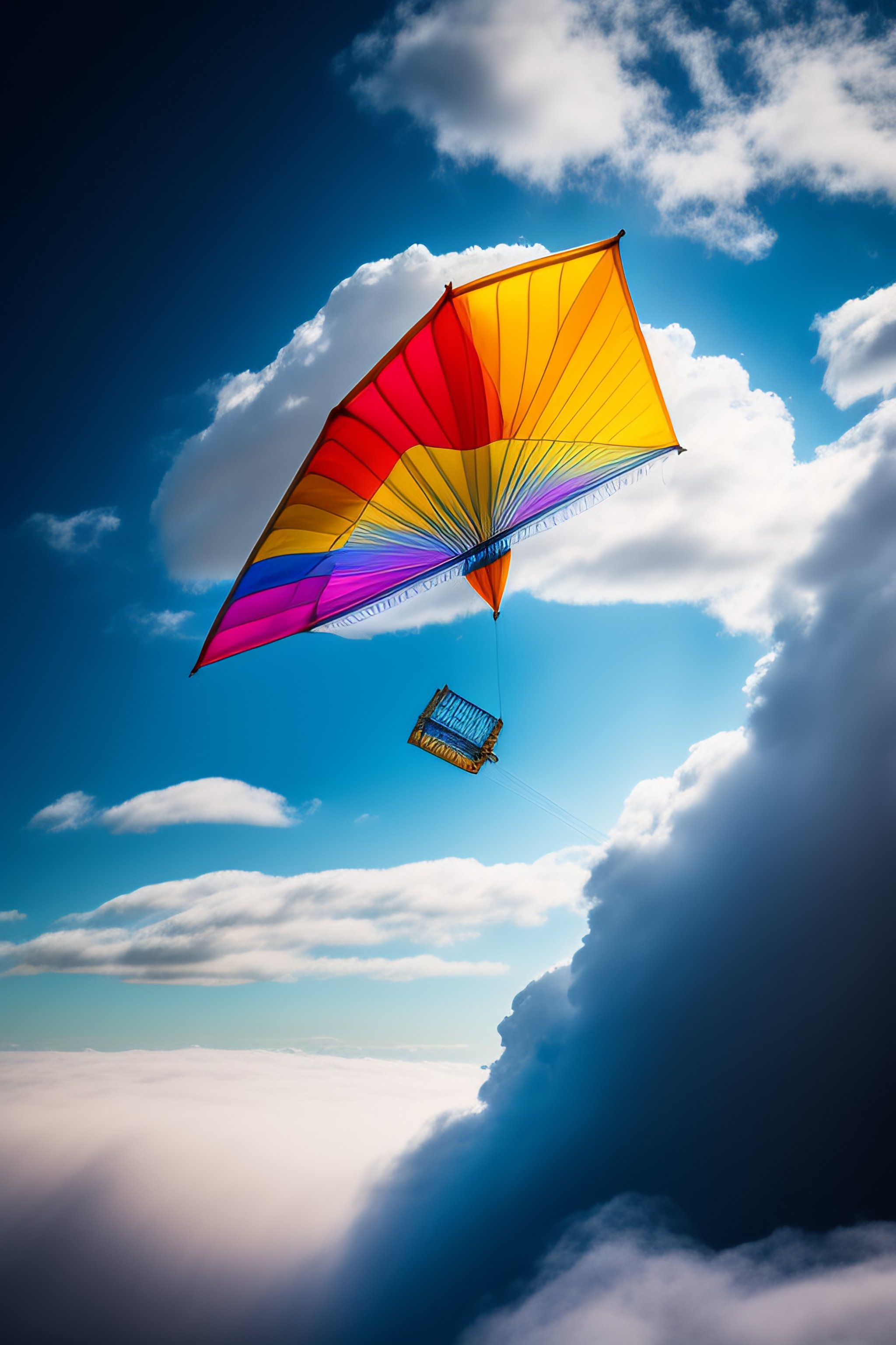Lexica - A mechanical kite flying over the clouds, highly detailed