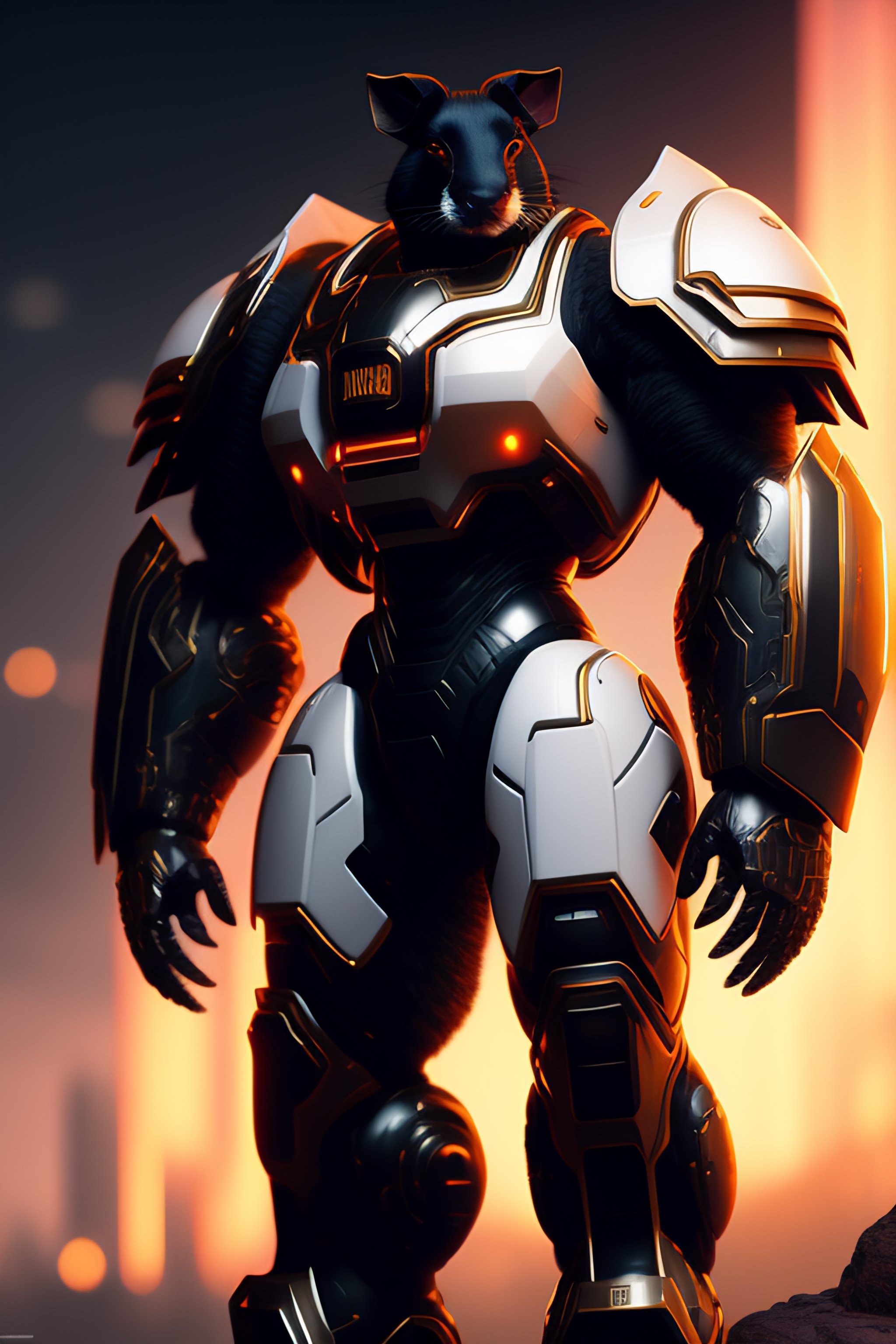 Lexica - A black white guinea pig as the doomslayer, realistic scifi ...