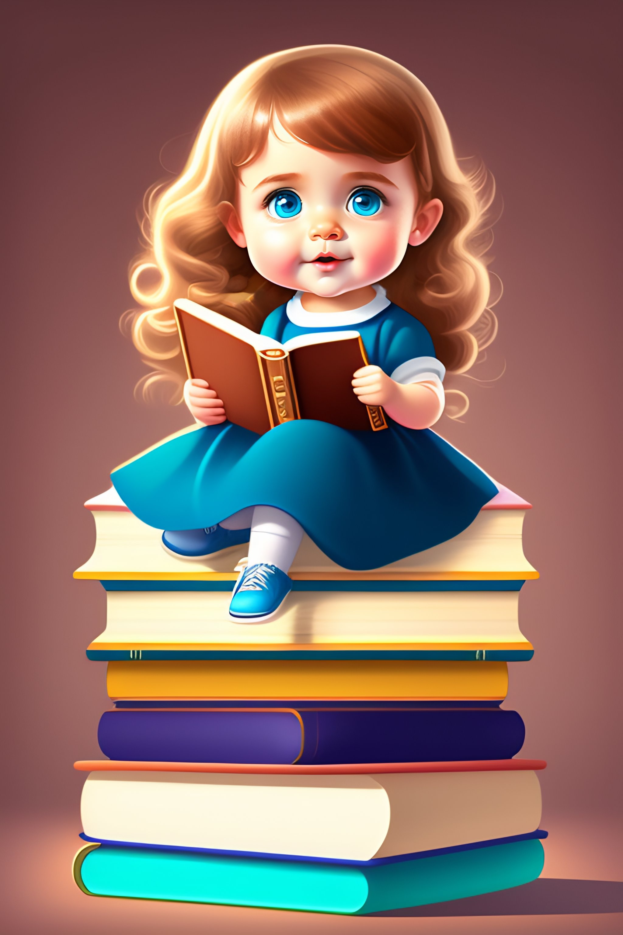 Lexica - A cute little girl with a round cherubic face, blue eyes, and ...