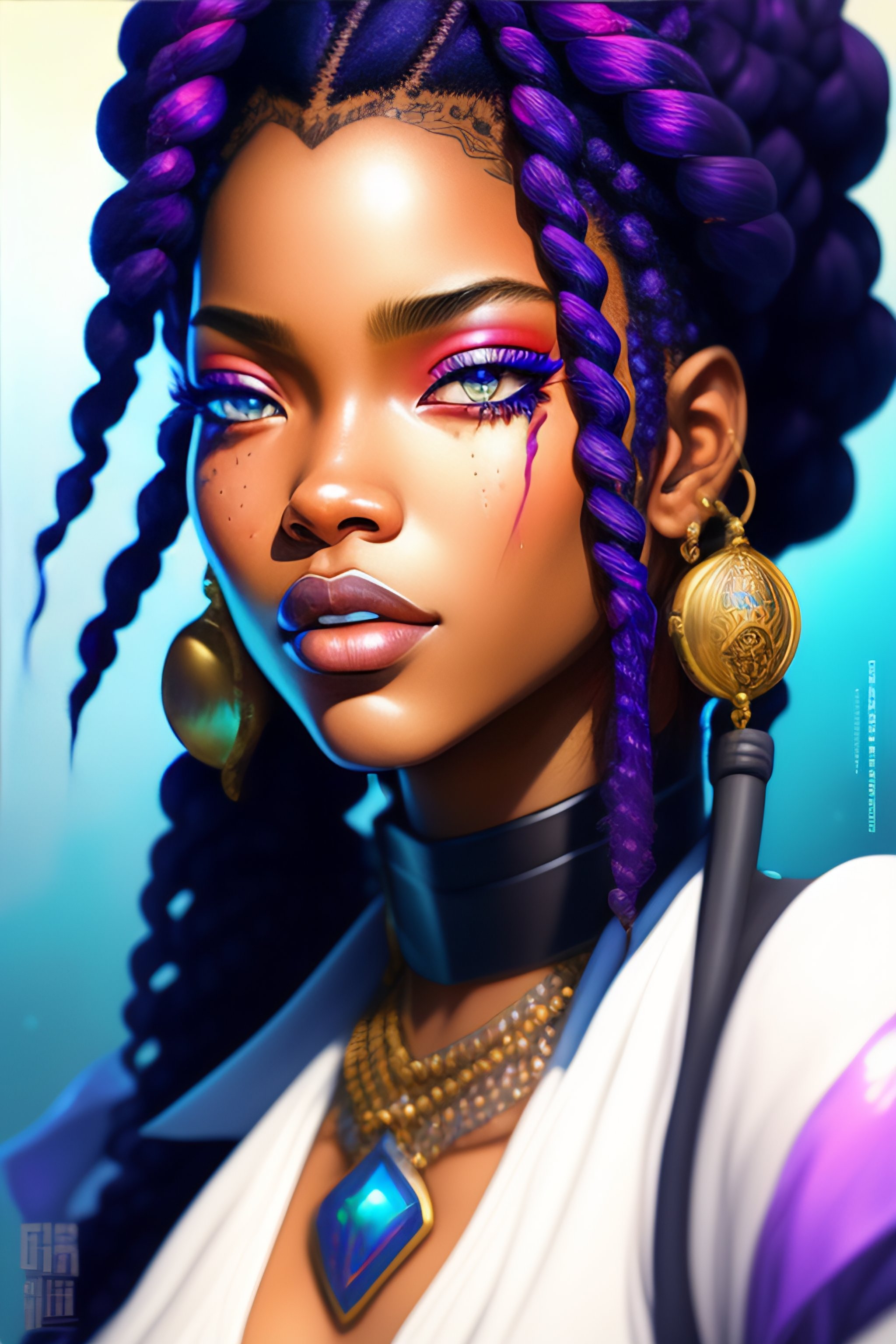 Lexica - Portrait Anime jinx from league of legends braids grunge afro ...