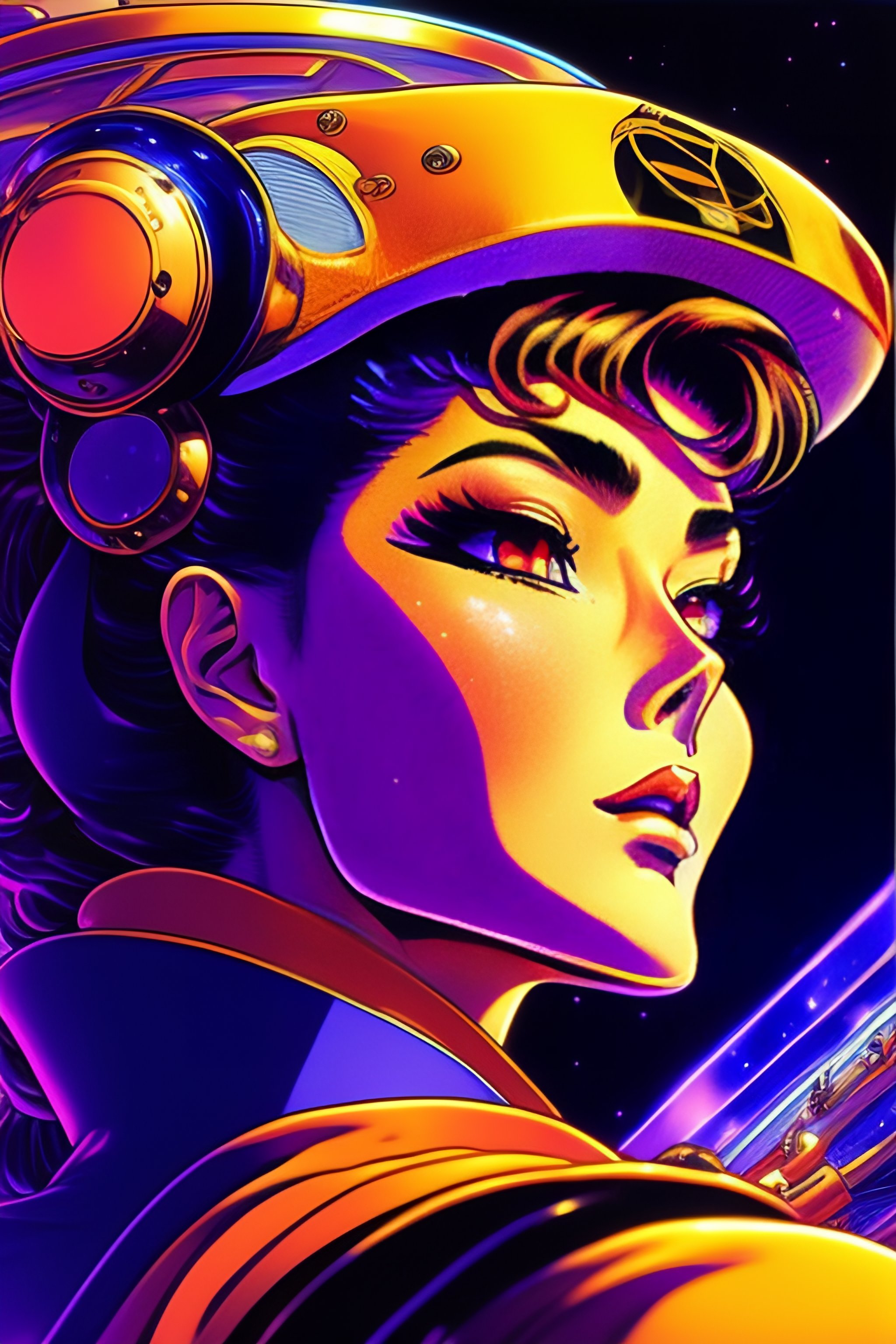 Lexica - Vintage 90's anime style. cluttered starship interior; captain ...