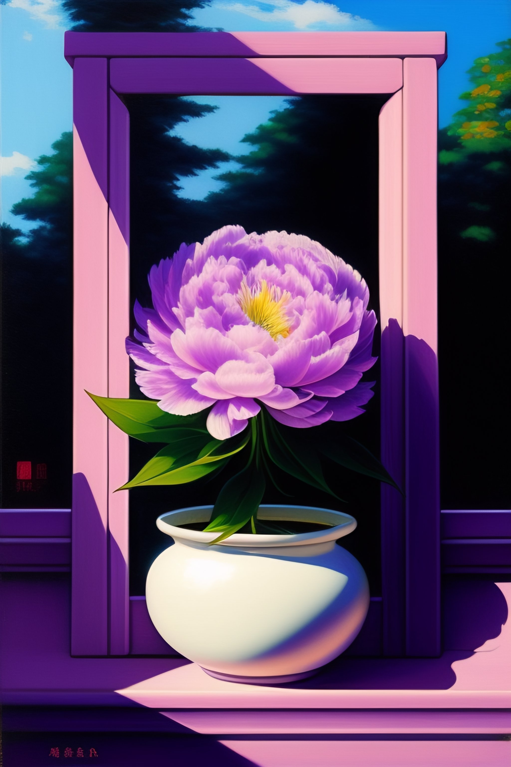 Lexica - By akio watanabe, manga art, light violet blue peony outside ...