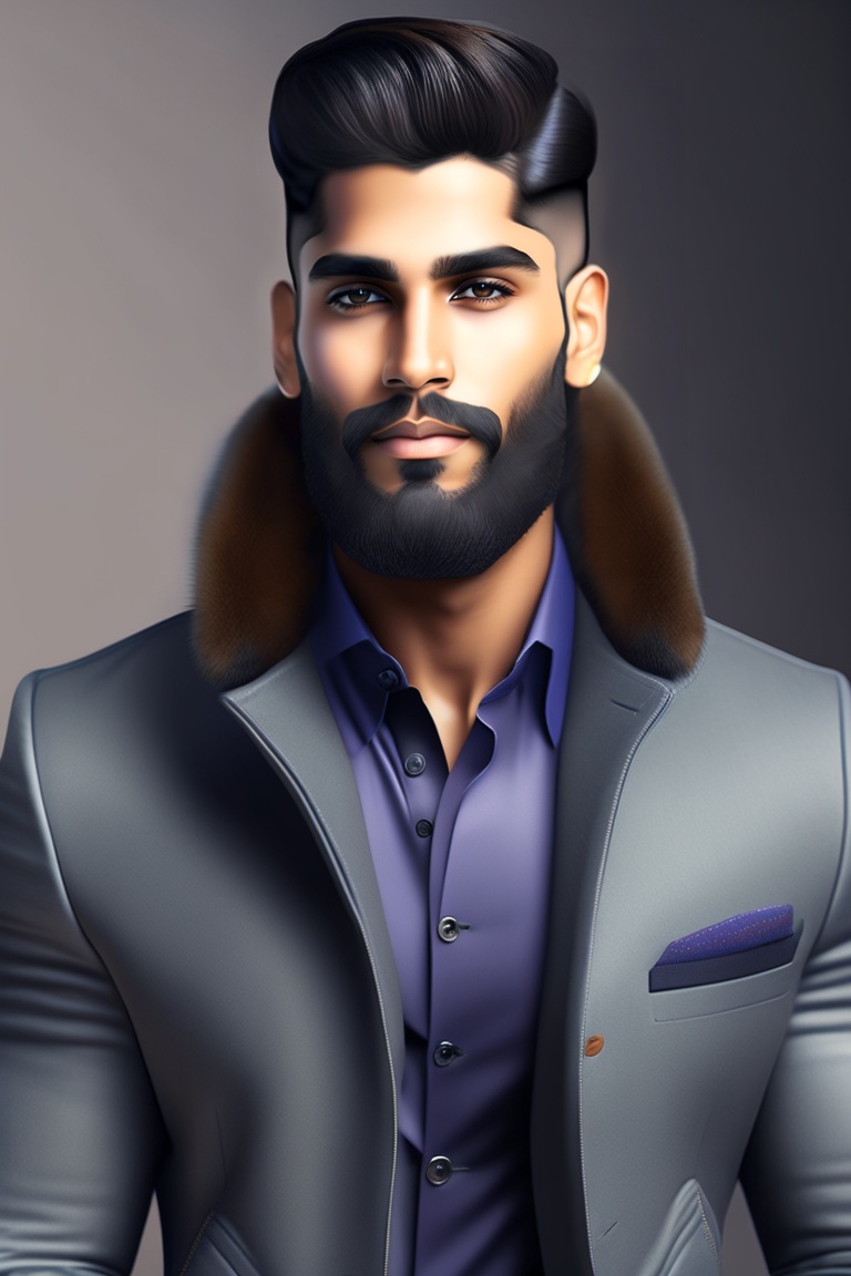 Lexica - An indian rich boy with good looks, in jacket with beard ...
