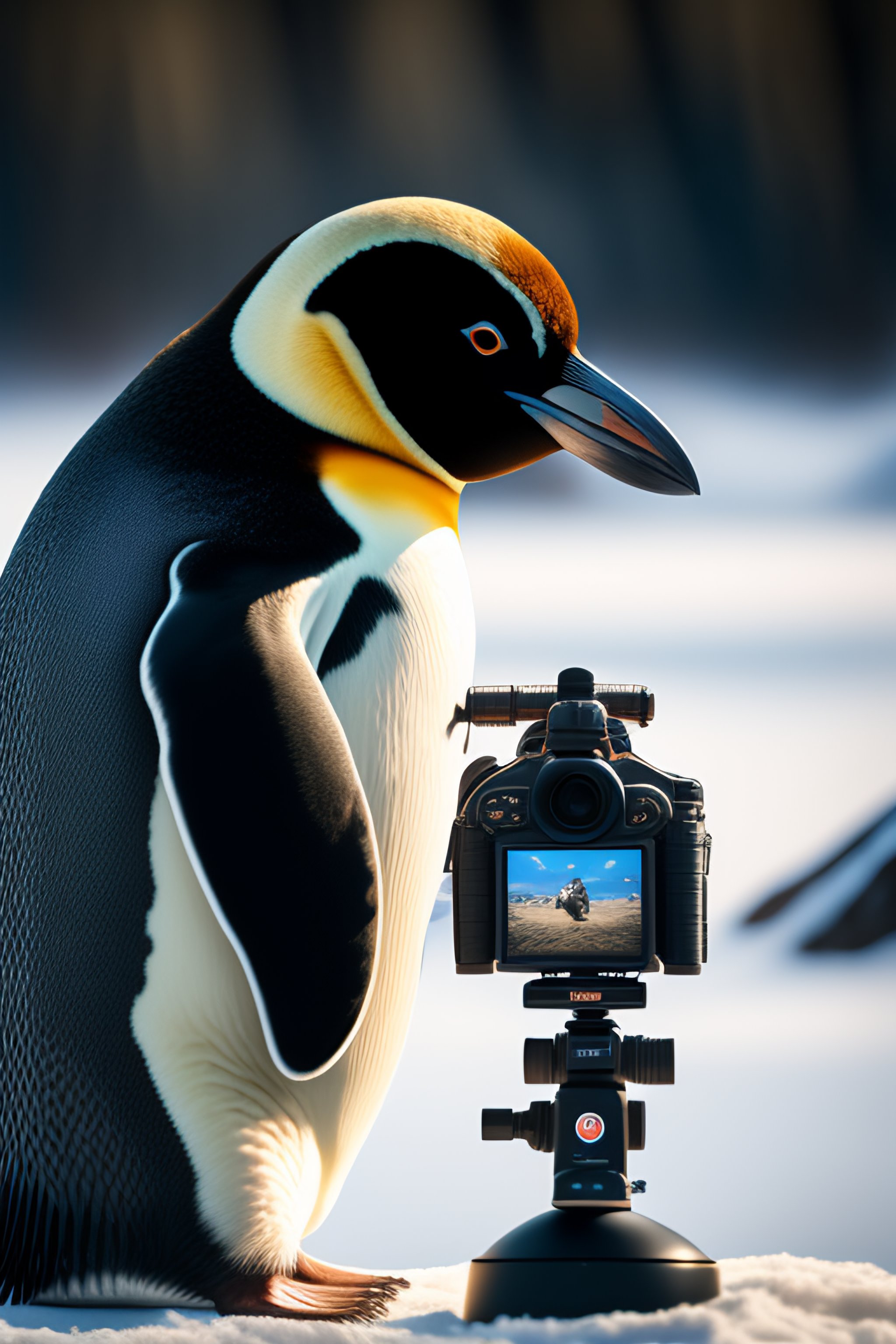 Lexica - Penguin with a video camera