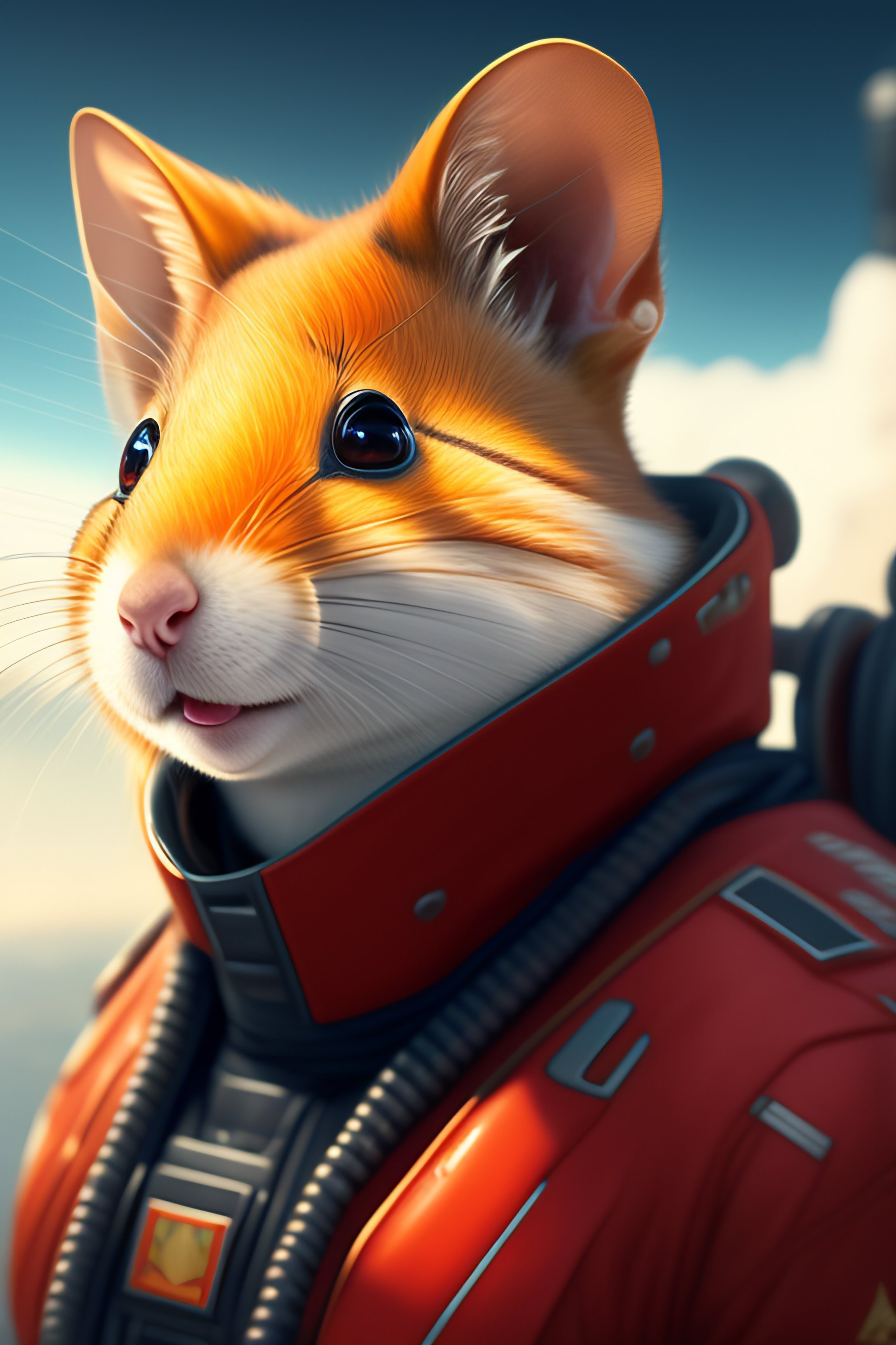 Lexica - Anthropomorphic red hamster pilot wired to commands, detailed ...