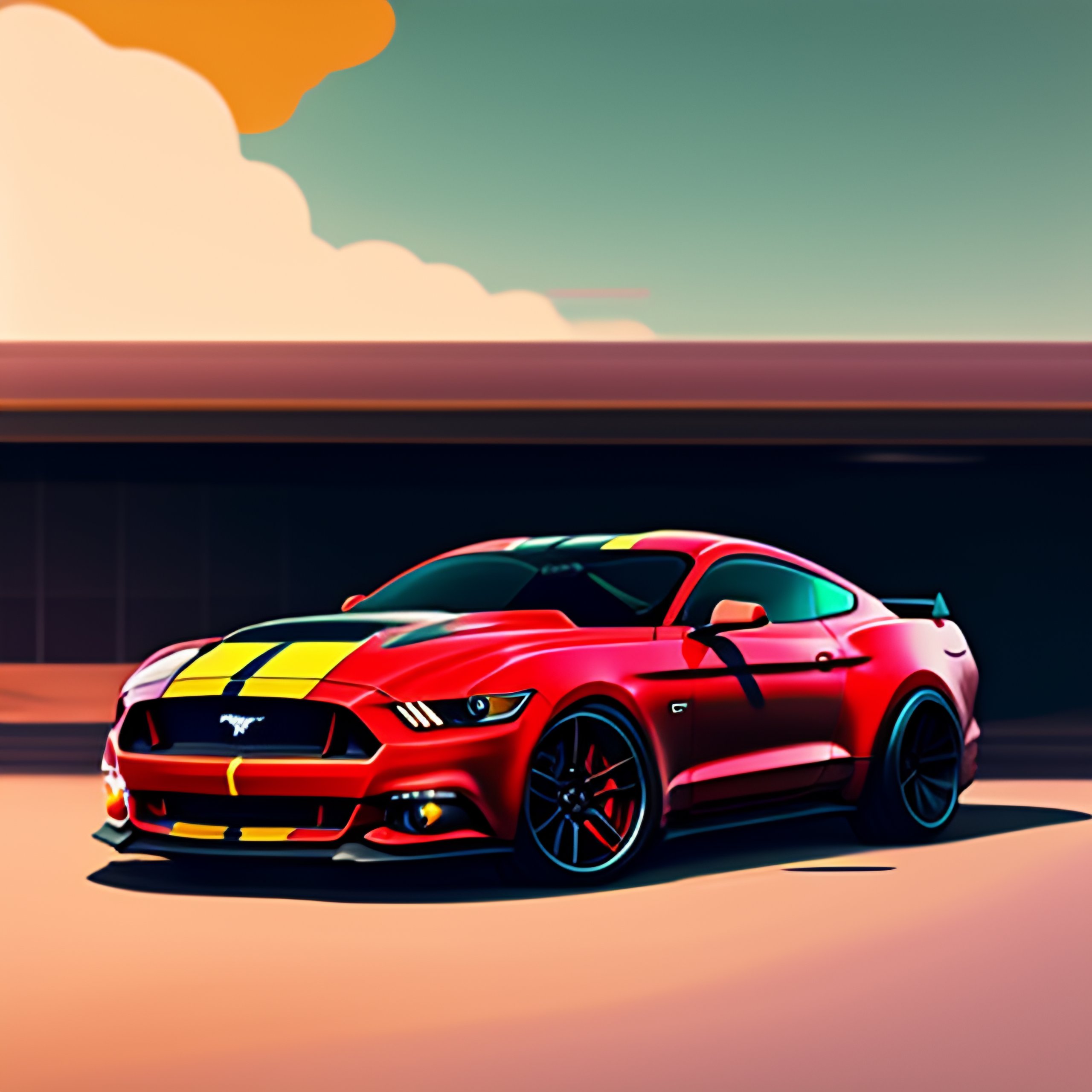Lexica - Highly detailed portrait of a Ford Mustang GT, front view ...