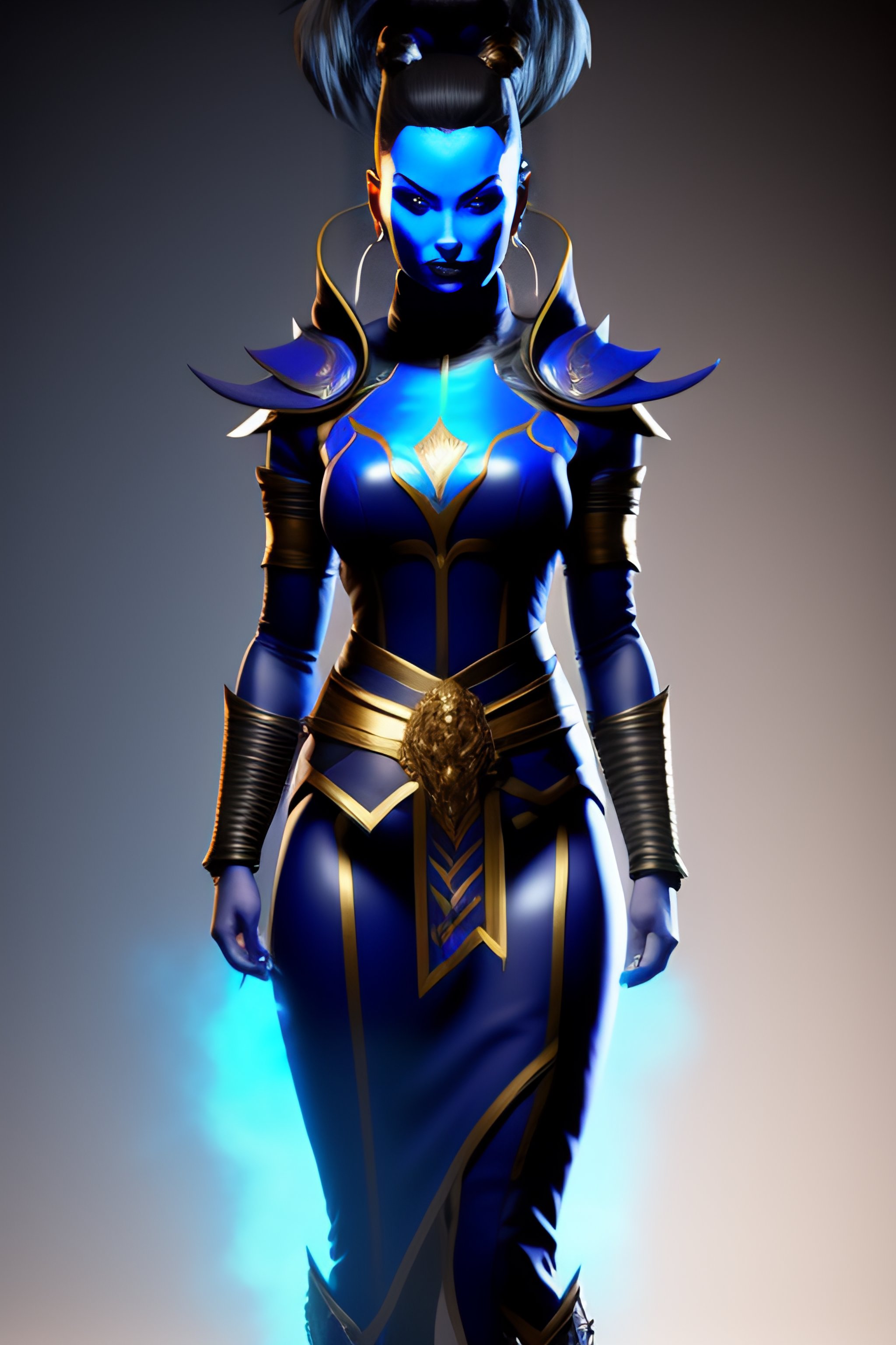 Lexica - Full body mortal kombat 11 kitana with dark face, glowing eyes ...