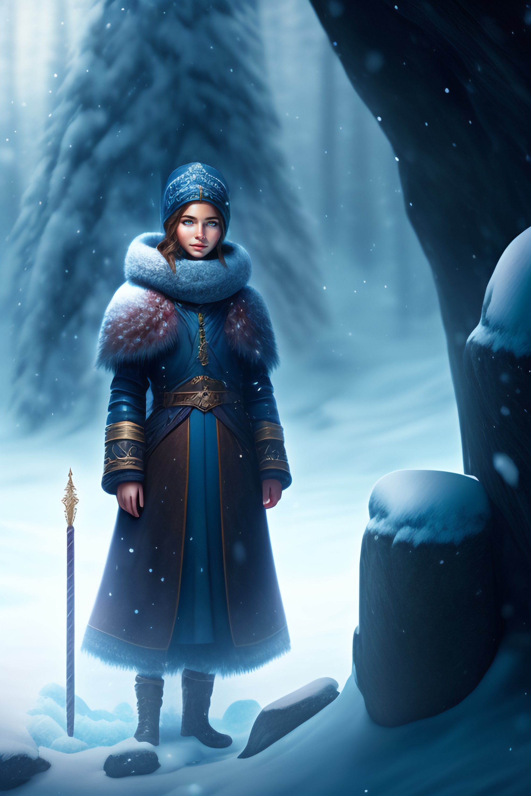 Lexica - Young mage, trapped in winter land, fantasy setting, wide shot ...
