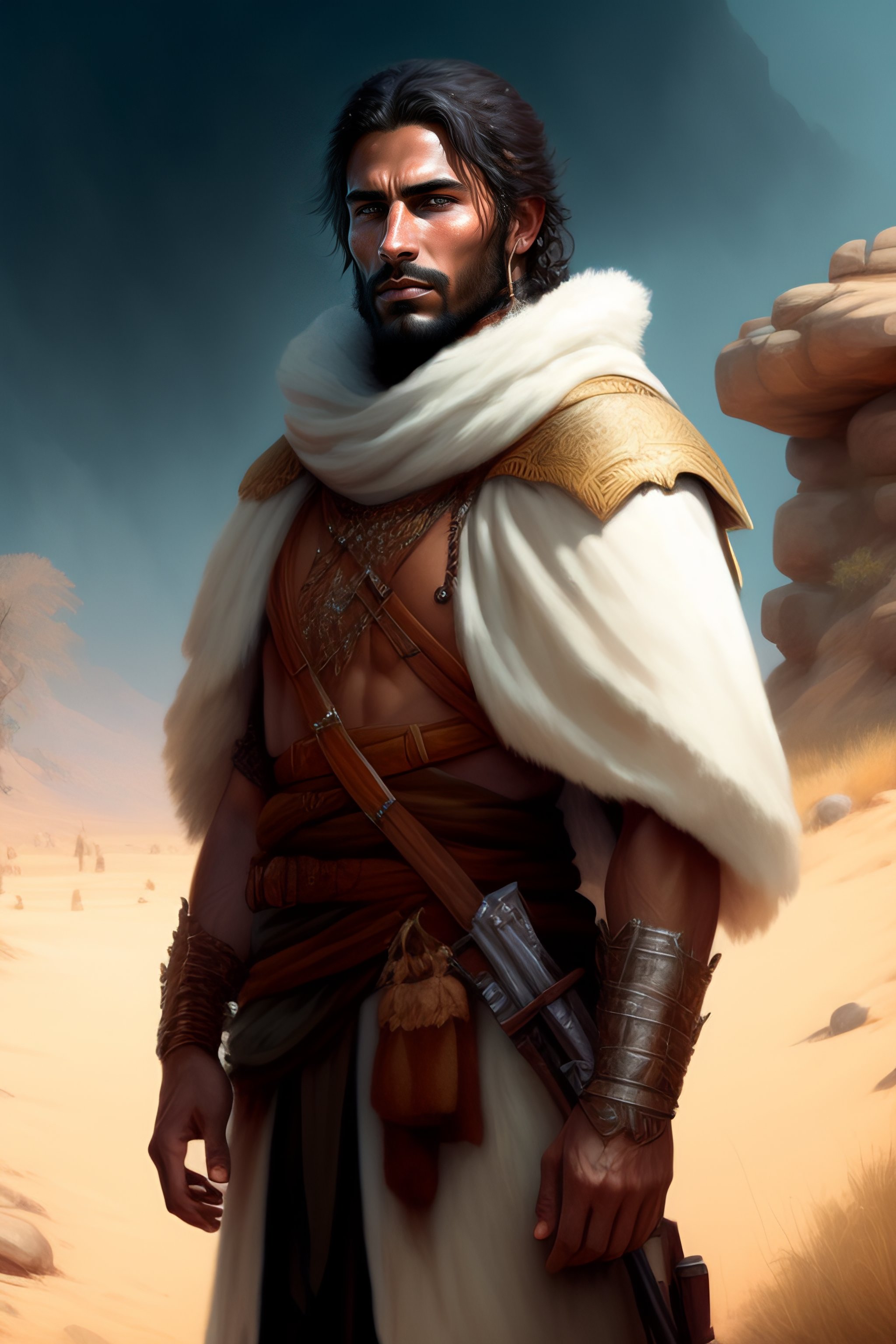 Lexica - A full body portrait of a beautiful soldiers quarter bedouin ...