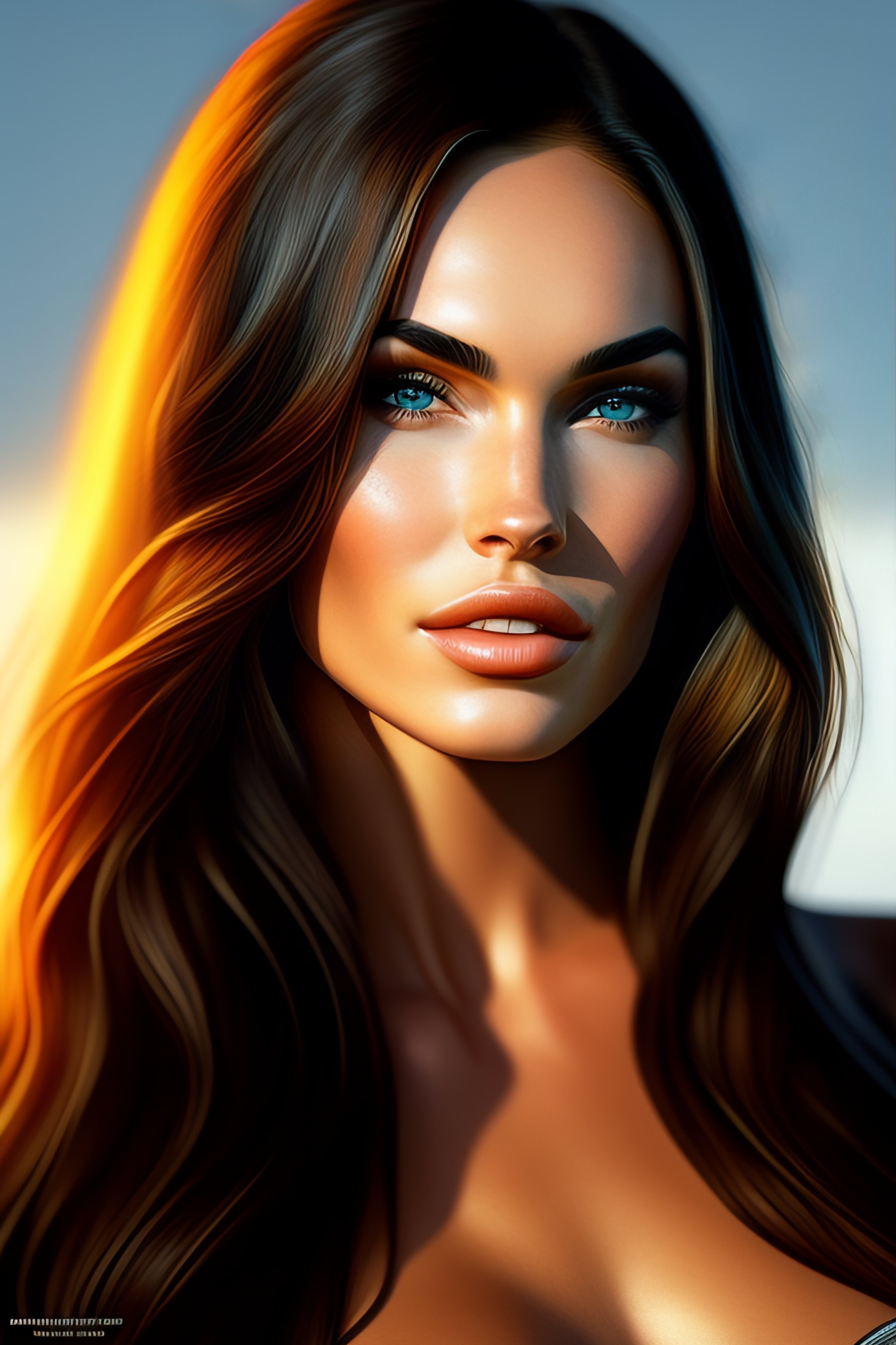 Lexica - Megan fox closeup of face. large wet lips. hyperrealistic ...