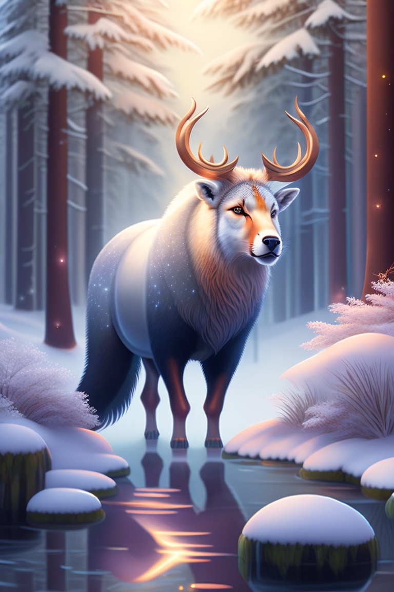 Lexica - A legendary, primordial animal strolls through a snowy ...