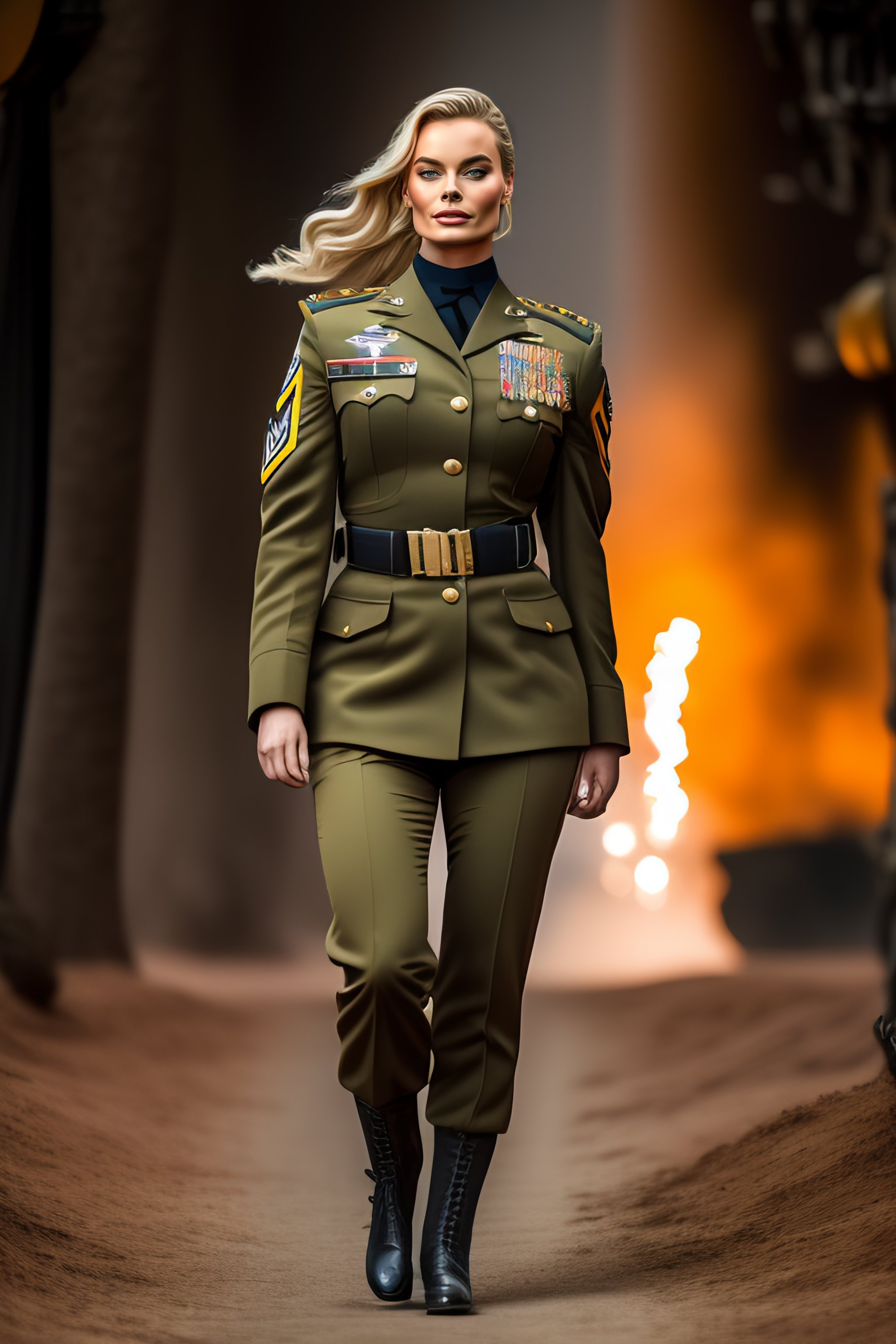 Lexica - Margot Robbie as a female military officer, realistic detailed ...