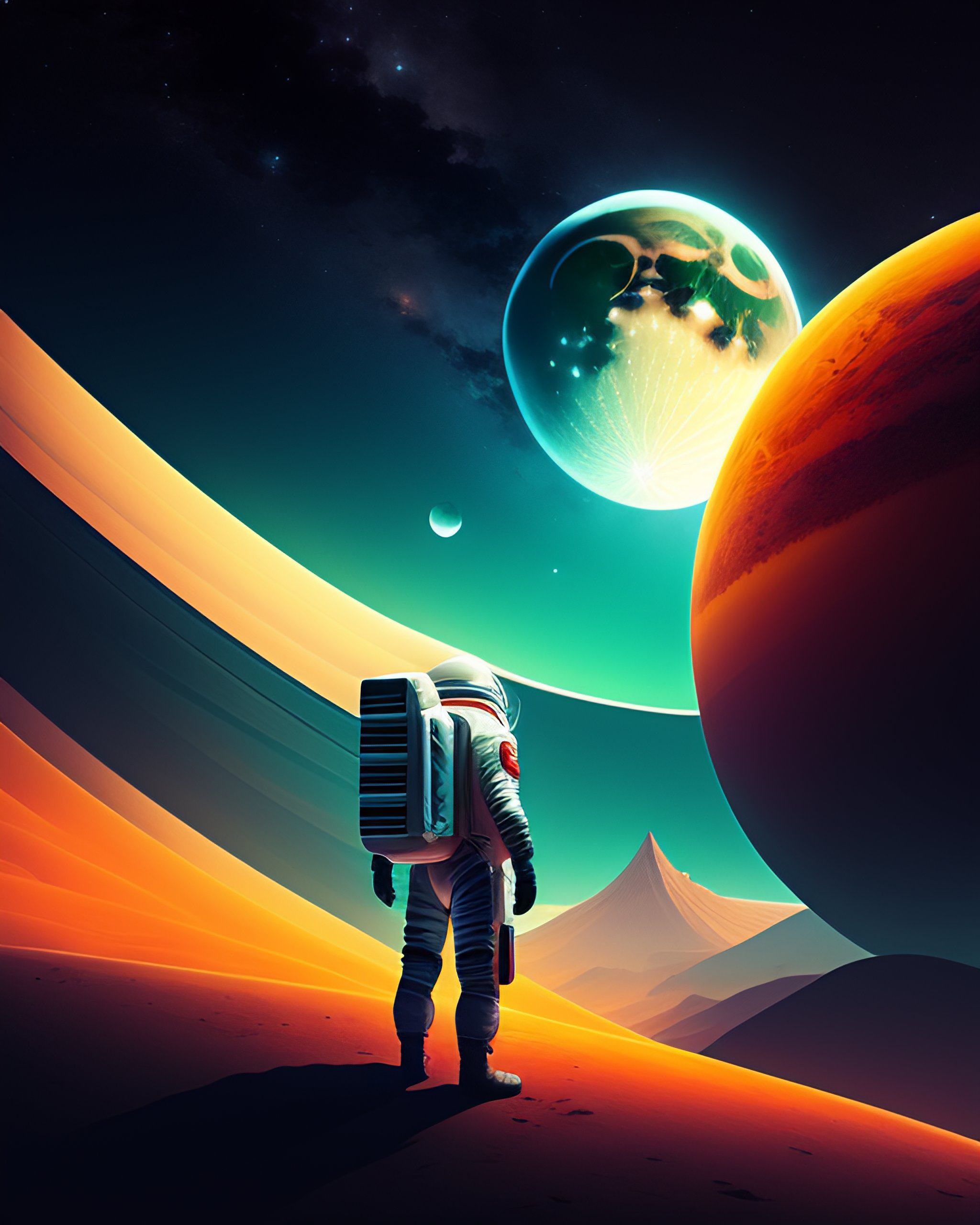 Lexica - Portrait a Lost astronaut in Jupiter, epic scene,displaying in ...