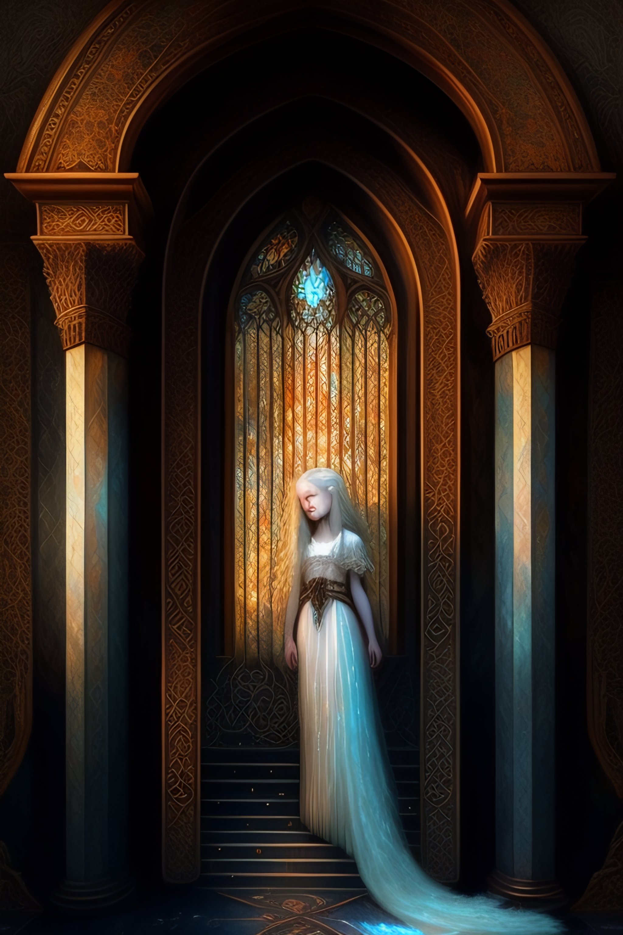 Lexica - 12 years old crying albino vampire female in a abandoned ...