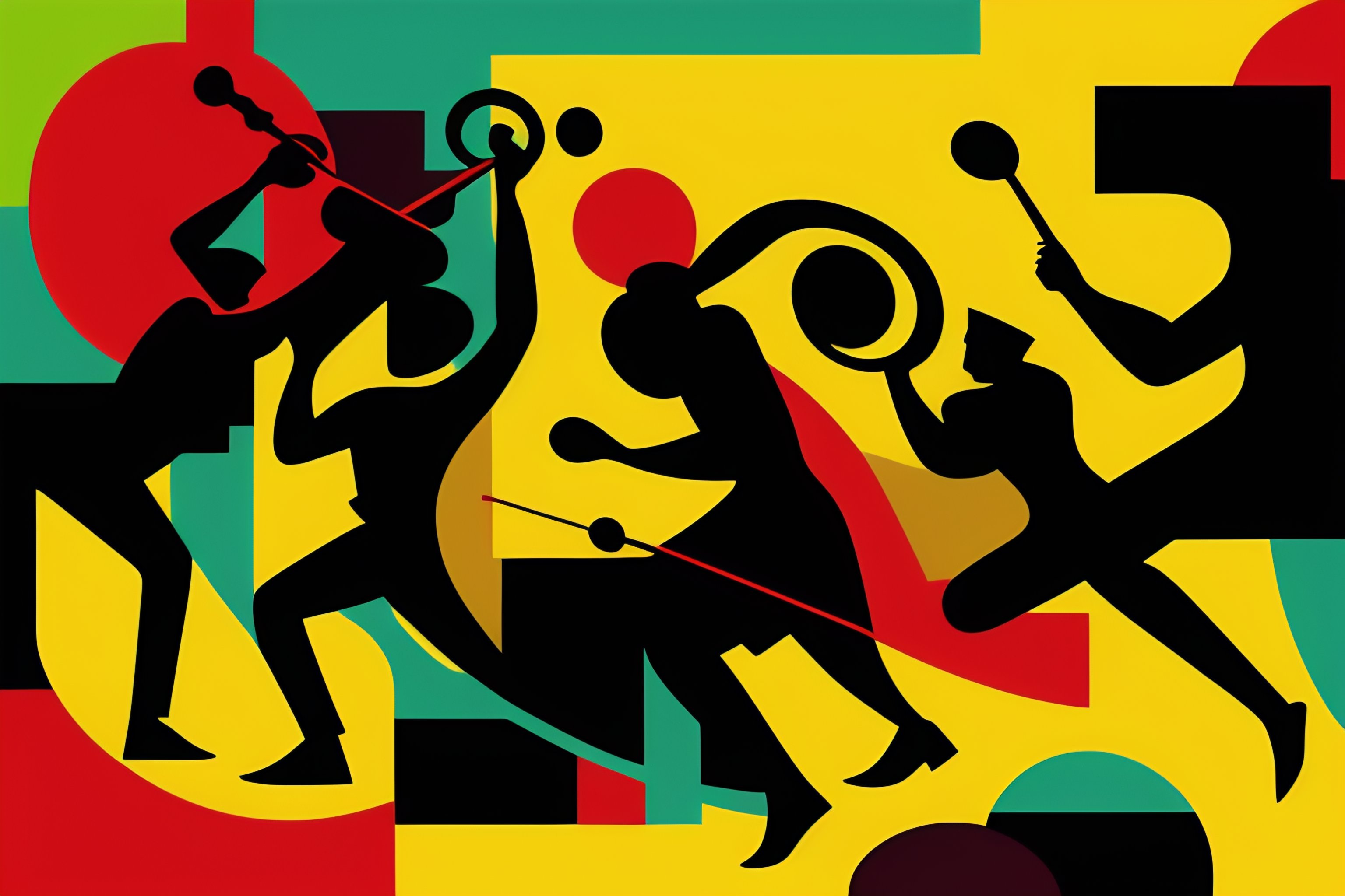 Lexica - Stylized abstract art of jazz musicians playing swing and ...