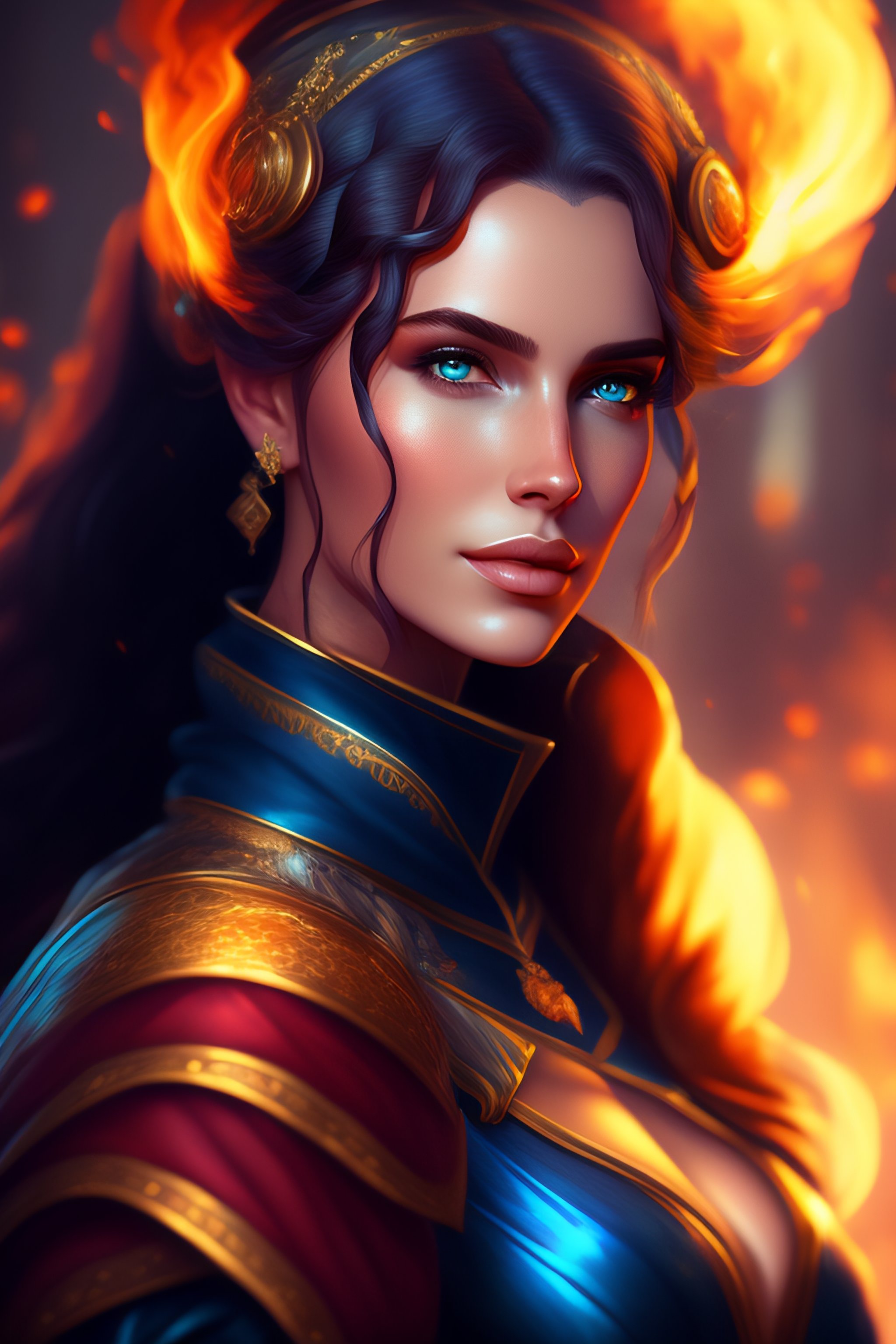 Lexica - Portrait of a beautiful woman surrounded by fire, portrait of ...