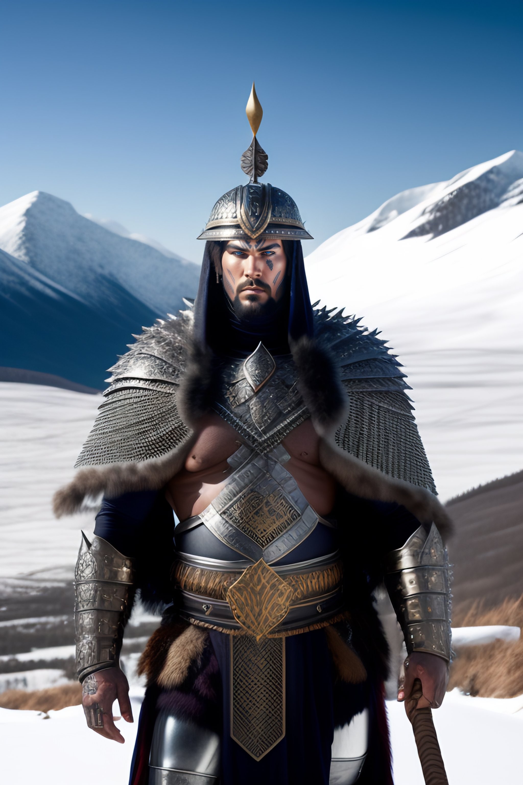 Lexica - 8 feet tall, ghostly pale, burly, rugged Goliath with ...