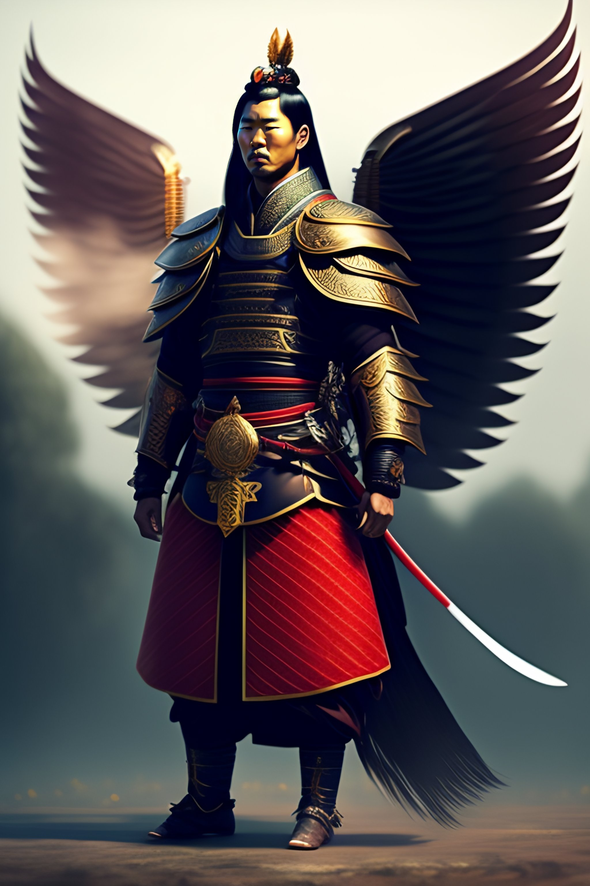 Lexica - A samurai man with wings