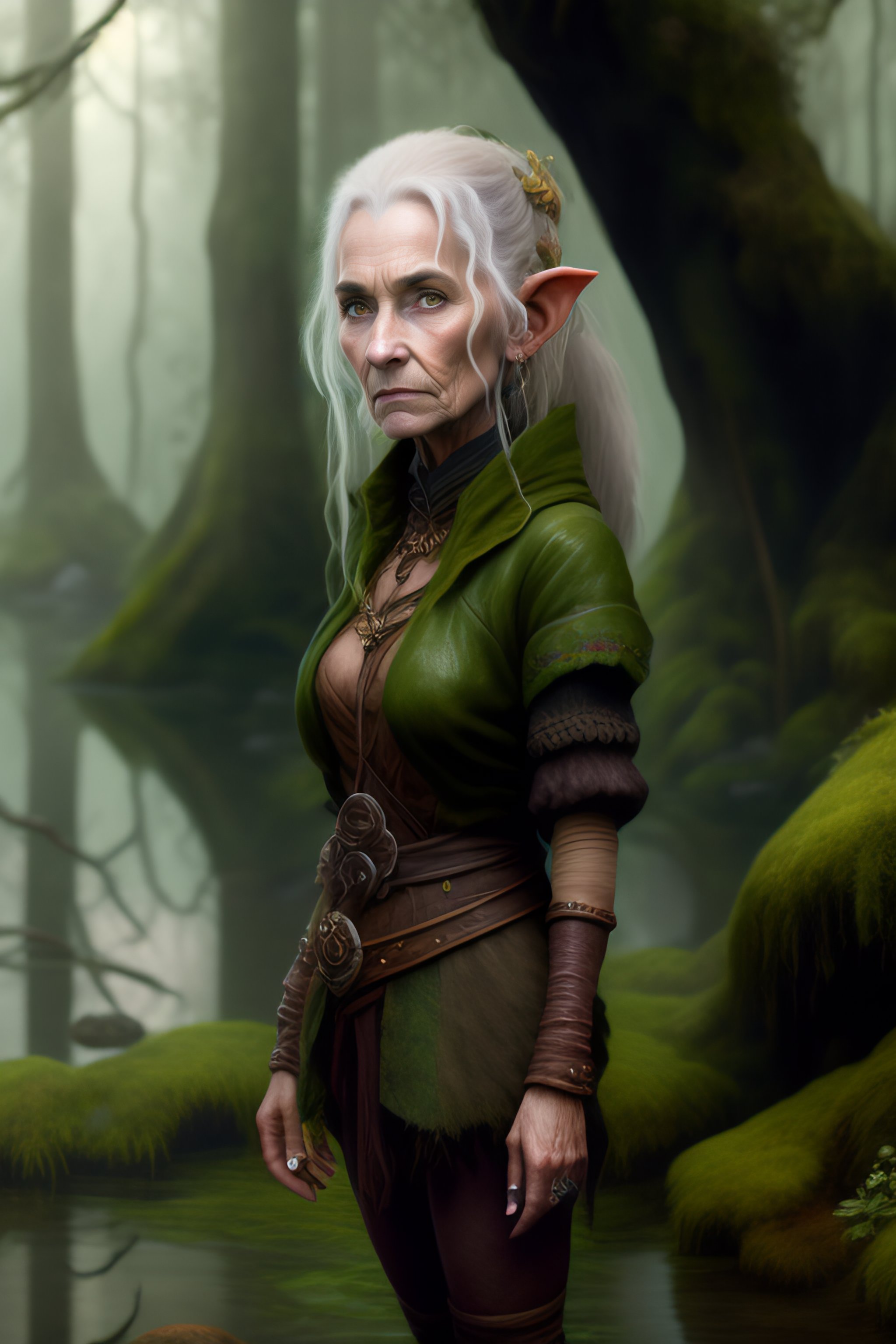 Lexica - An old, short and skinny halfling swamp witch with thin hair ...