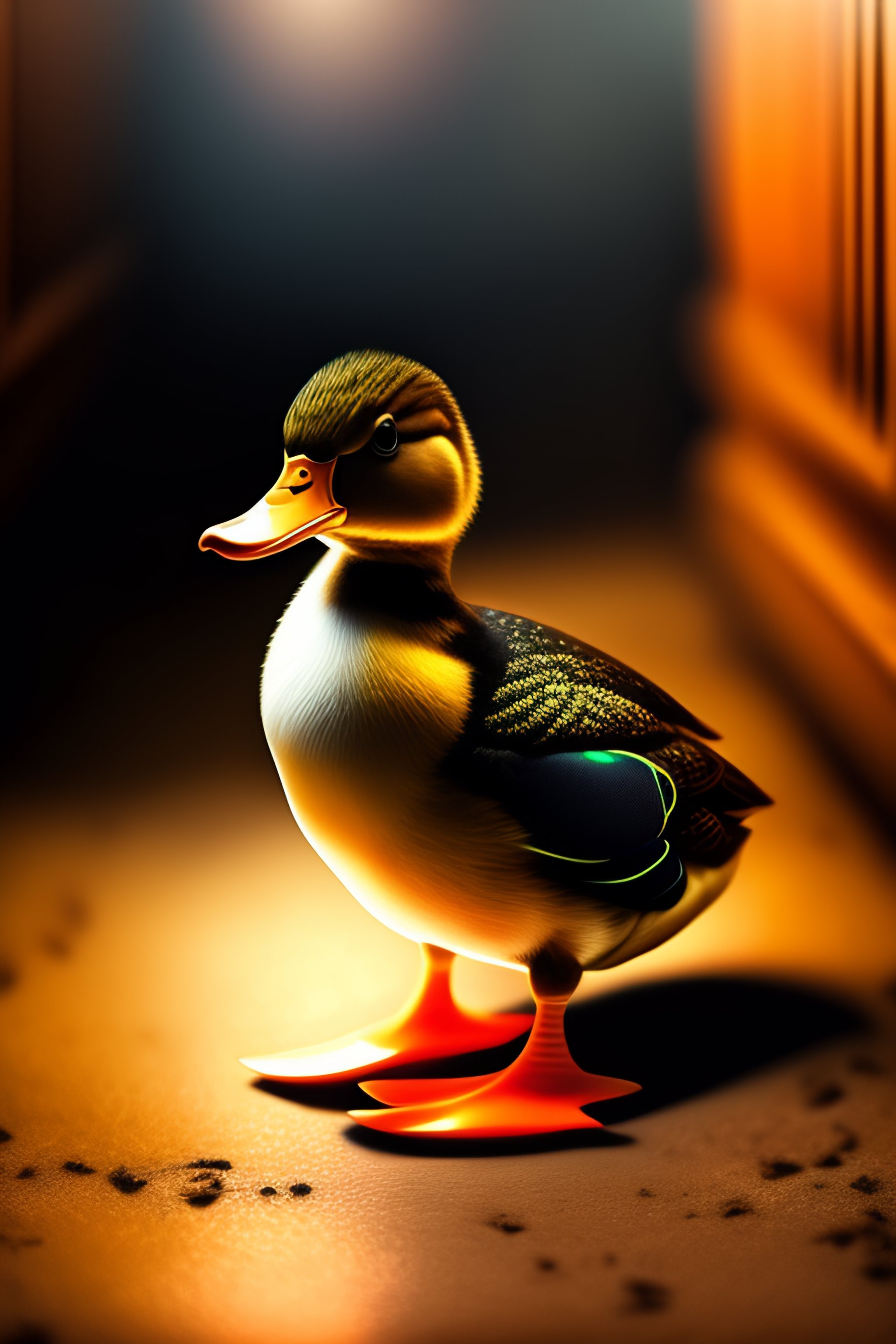Lexica - A duck with human feet, in a drak place, horror lighting ...